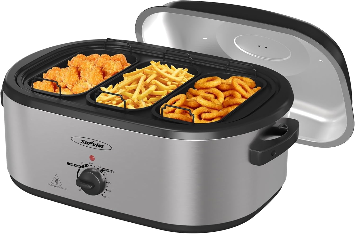 RoyalCraft Electric Roaster Oven, 20 QT Roaster with 3 Compartments and ...