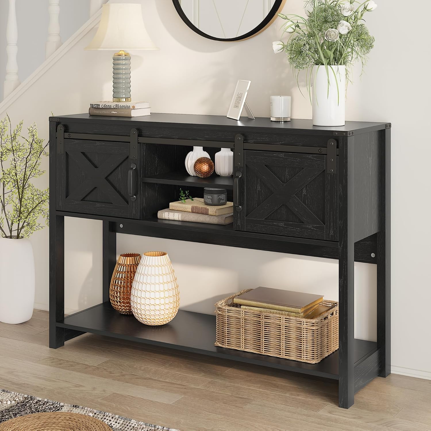 RoyalCraft Farmhouse Console Table with Storage, 46" Entryway Table ...