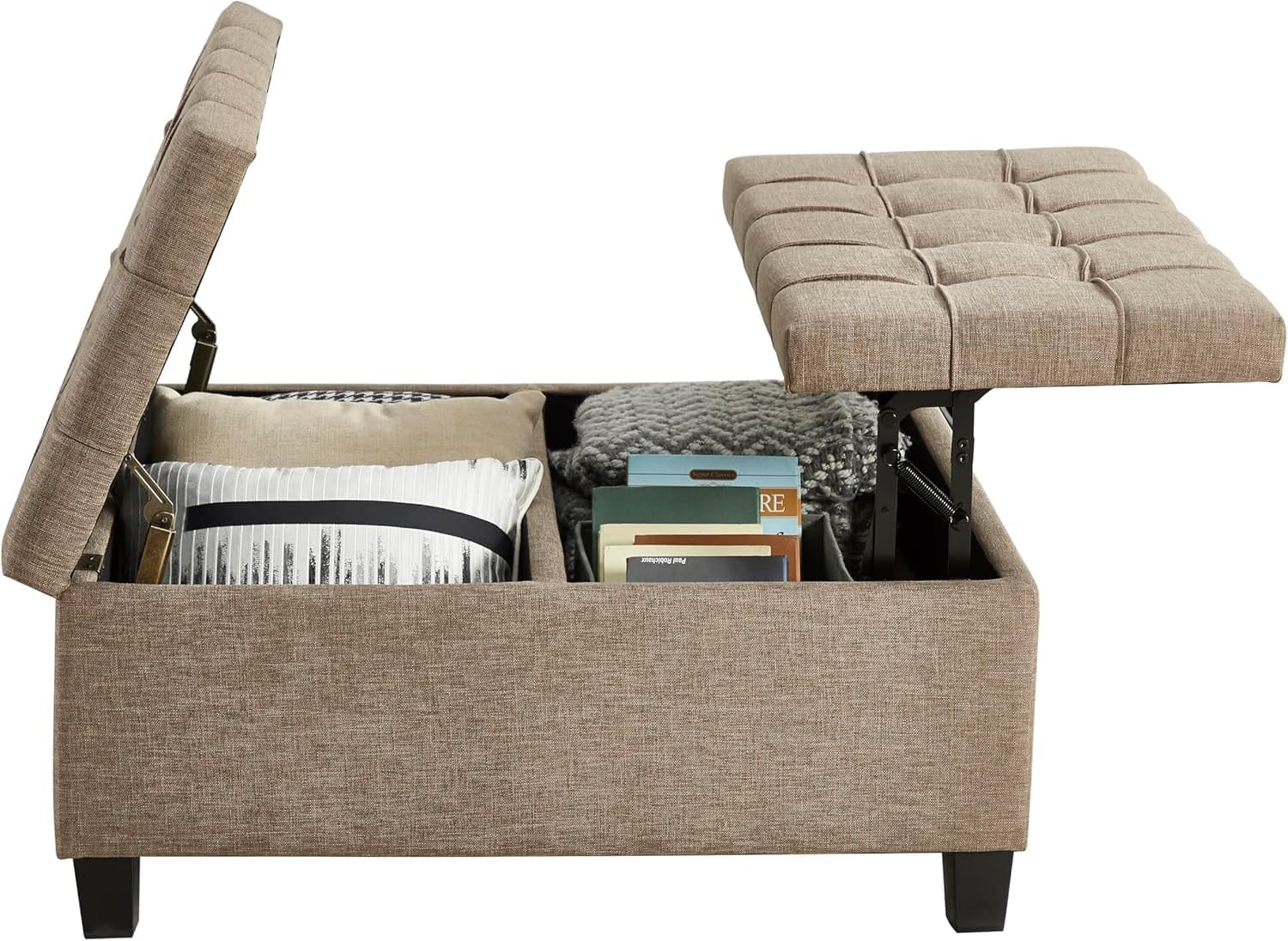 RoyalCraft Installation-Free 36 inch Large Square Storage Ottoman with ...