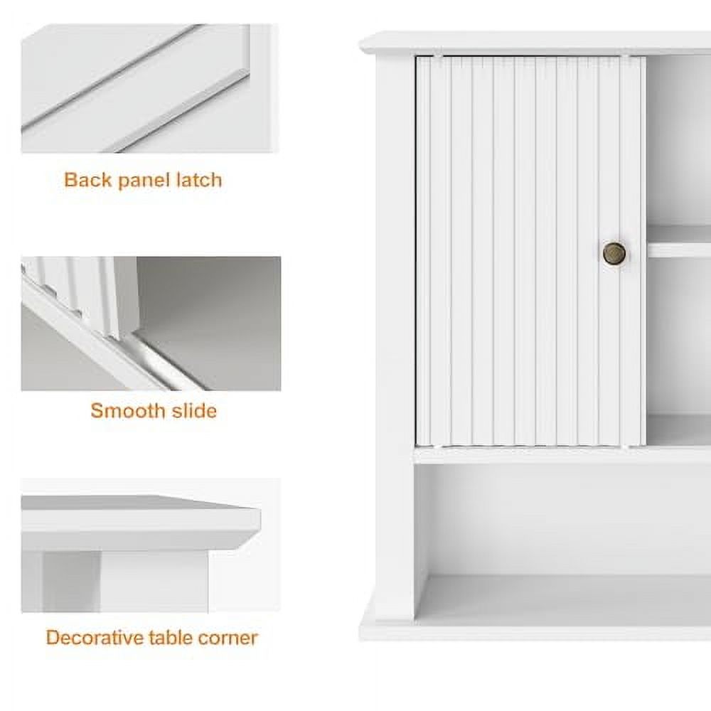 RoyalCraft Medicine Cabinet with Fluted Sliding Door, Bathroom Cabinet ...
