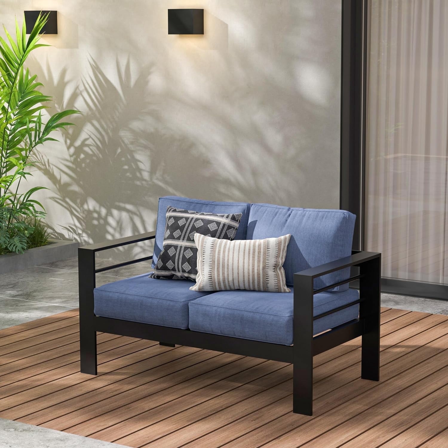RoyalCraft Patio Furniture Aluminum Loveseat, All-Weather Outdoor 2 ...