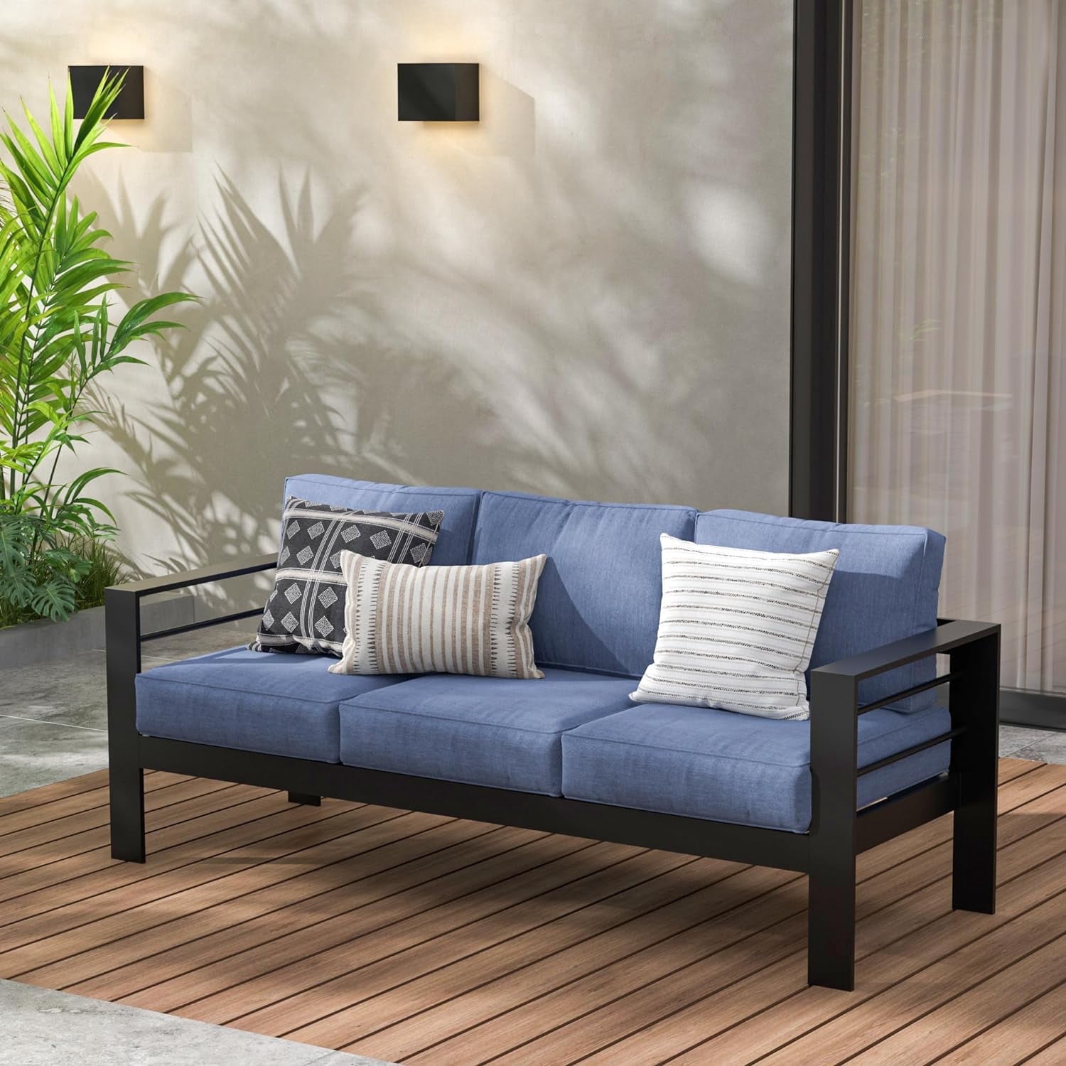 RoyalCraft Patio Furniture Aluminum Sofa, All-Weather Outdoor 3 Seats ...