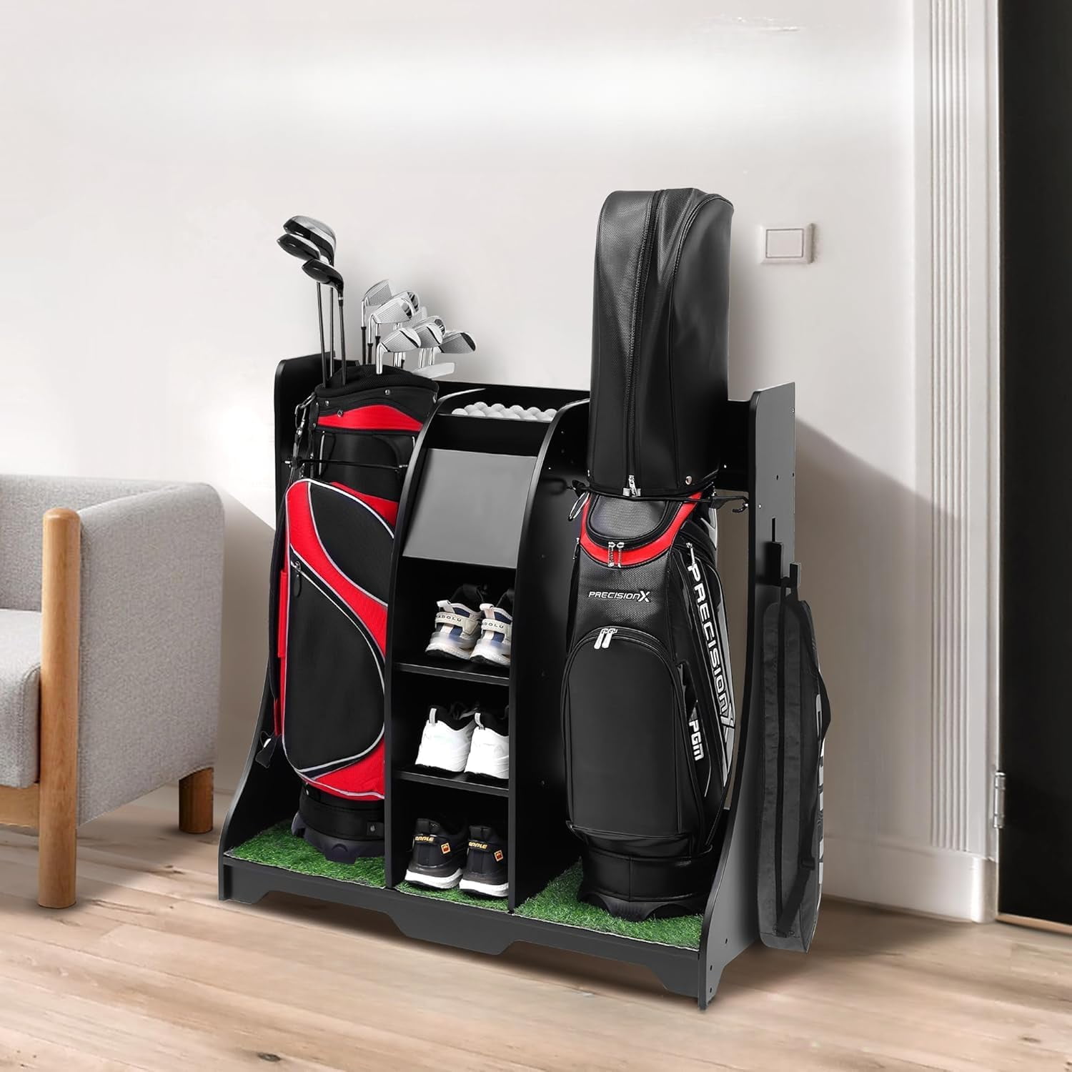 RoyalCraft Premium Wooden Golf Storage Rack, Golf Bag Organizer ...