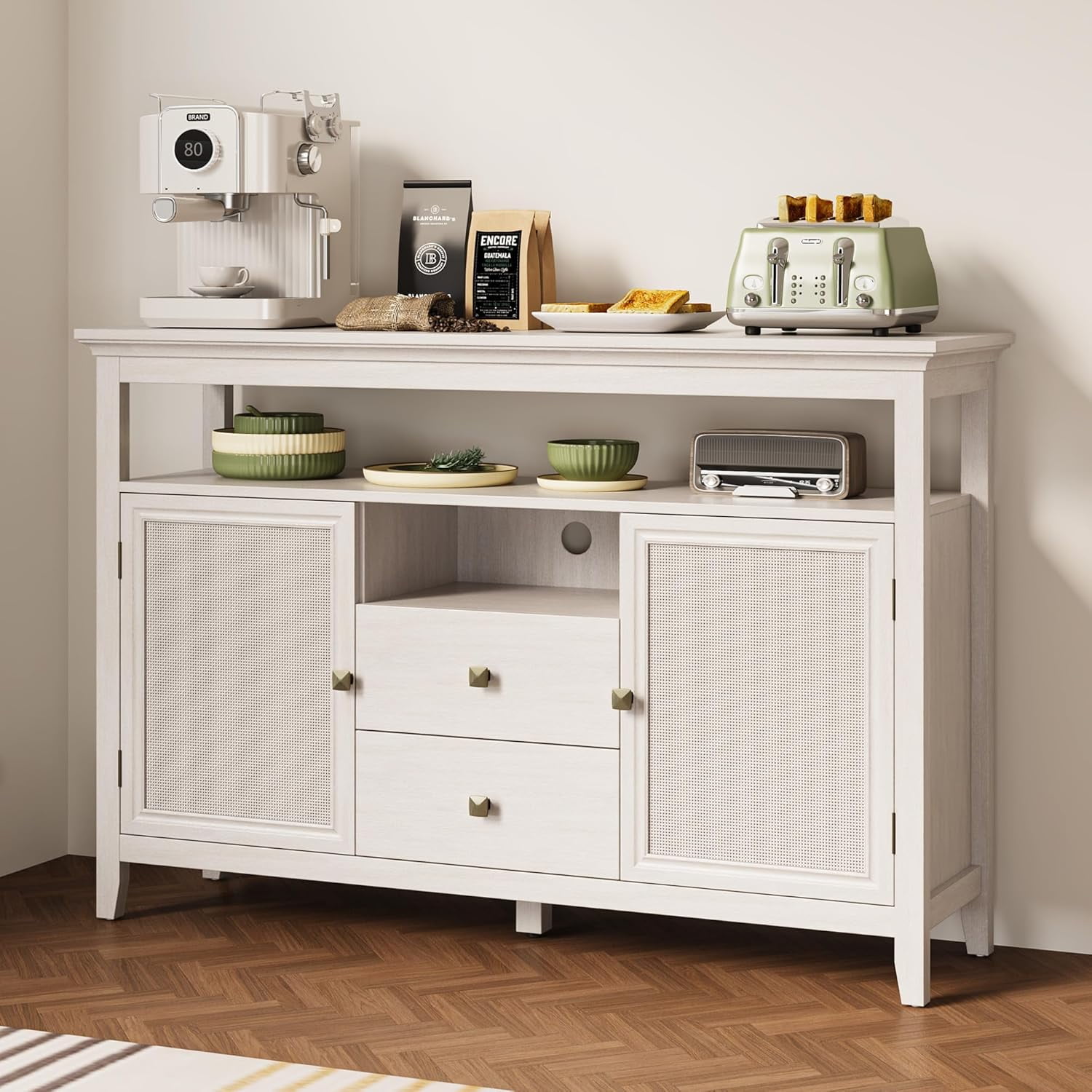 RoyalCraft Rattan Storage Cabinet, Boho Sideboard Cabinet with Doors ...