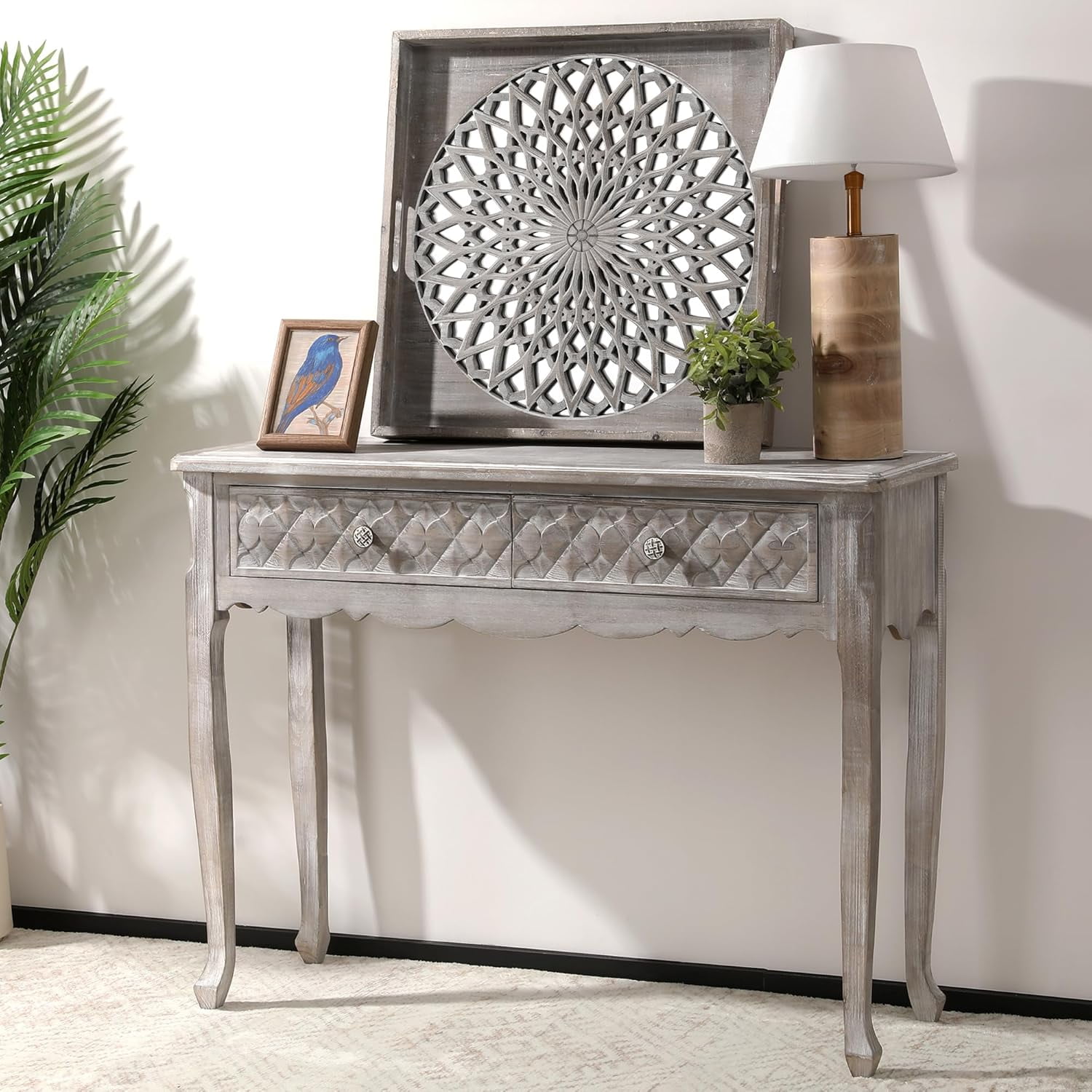 RoyalCraft Solid Wood Entryway Table, Farmhouse Console Table with ...