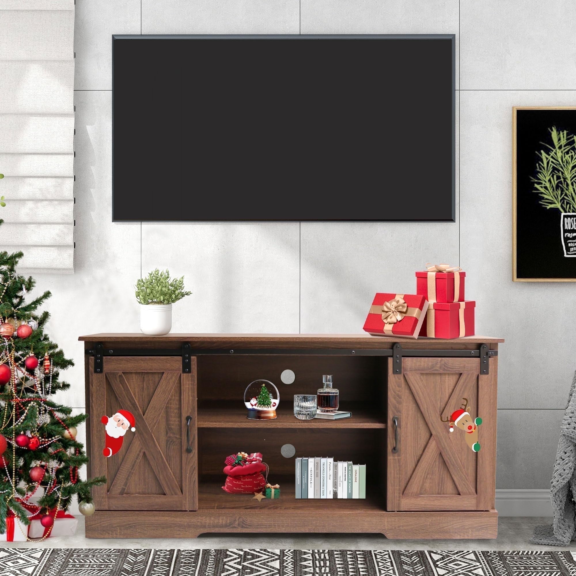 RoyalCraft TV Stand for 60/65Inch TV, Farmhouse TV Stands with Sliding ...