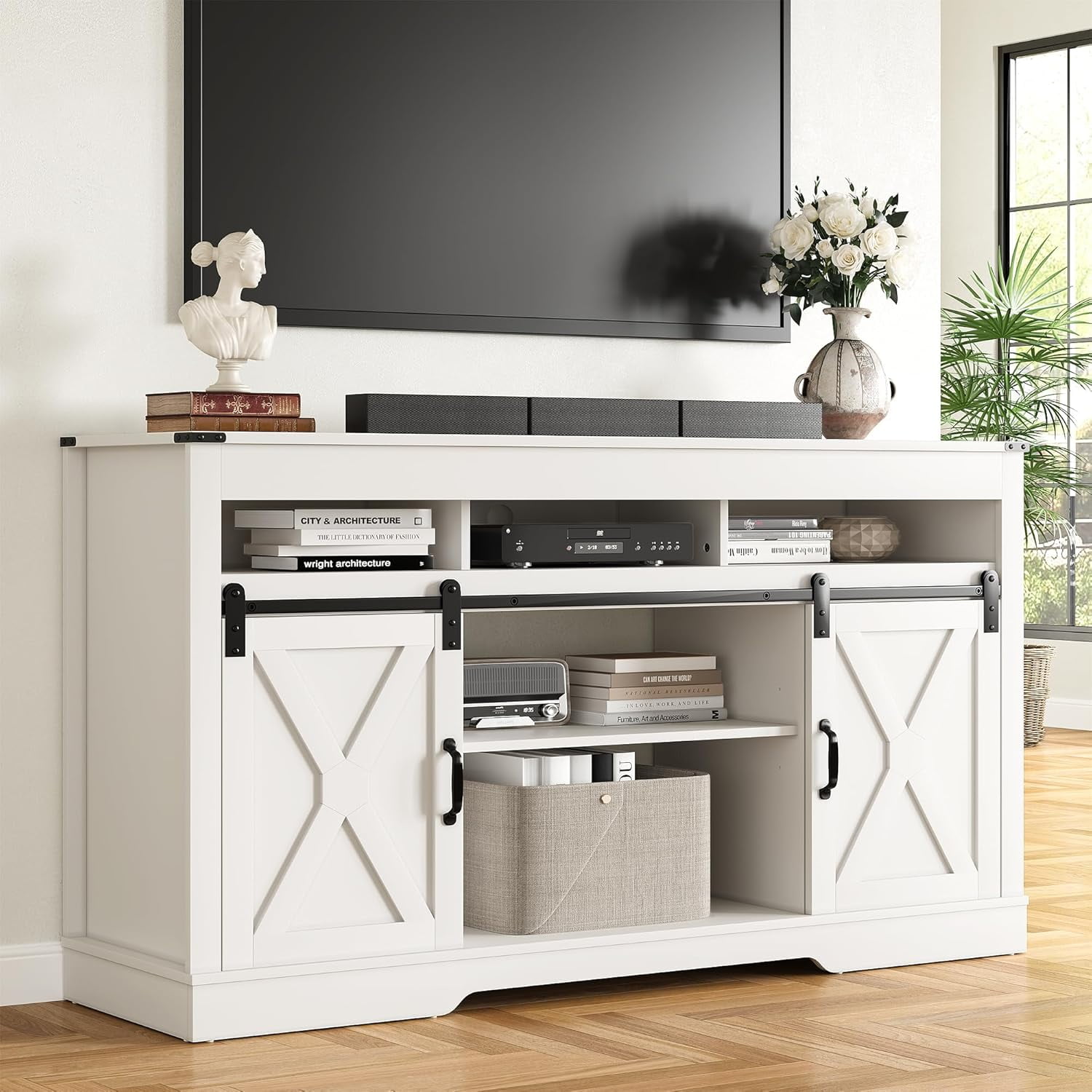RoyalCraft TV Stand for 65+ Inch TV: Farmhouse Entertainment Center ...