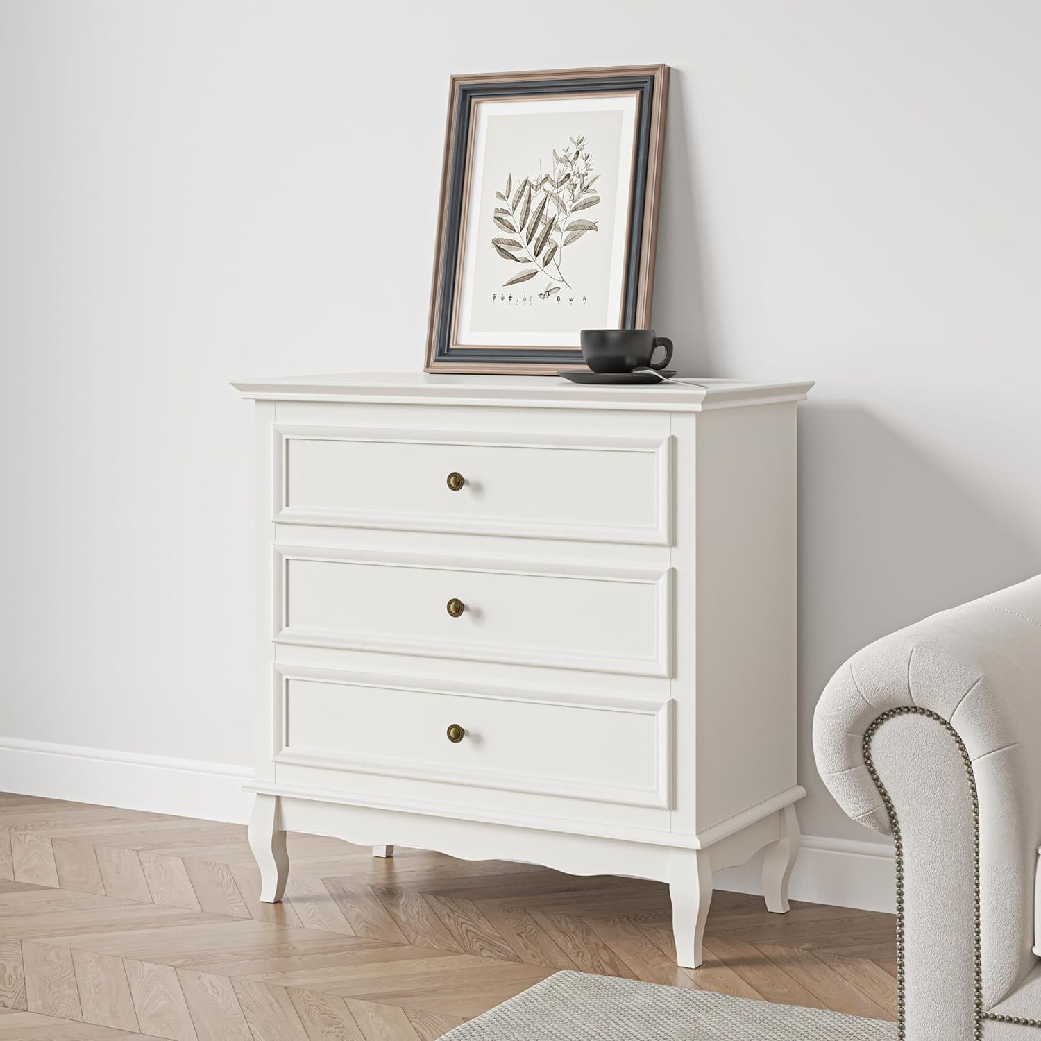 RoyalCraft White 3 Drawer Dresser for Bedroom, Wide Chest of Drawers ...