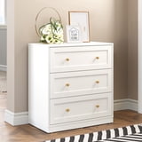 May in Color White 3 Drawer Dresser, Modern Chest of Drawers with Gold ...