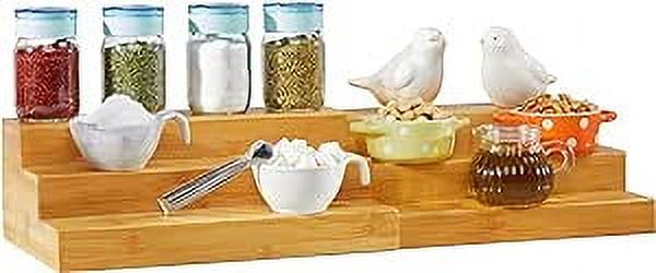RoyalHouse Bamboo Expandable Spice Rack Organizer, 3-Tier Adjustable ...