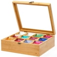 RoyalHouse Bamboo Tea Box: Drawer Storage Display Organizer with 12 ...