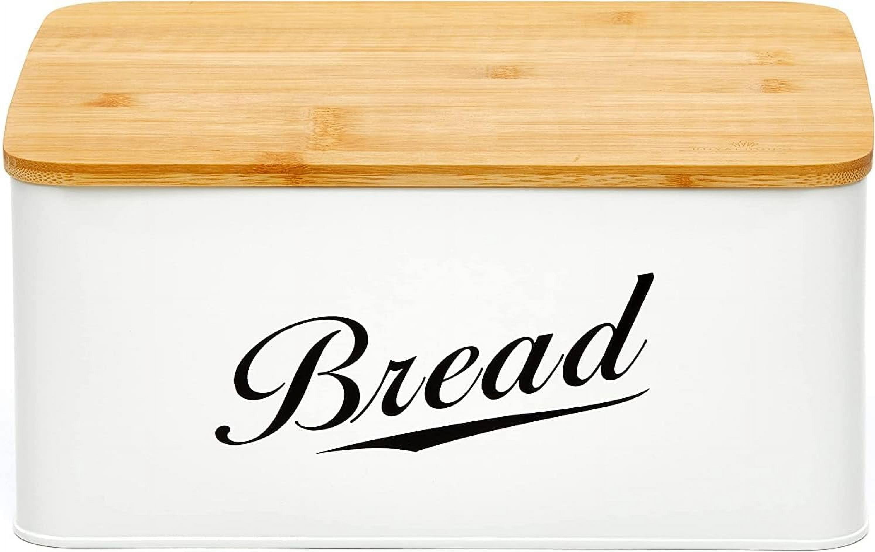 RoyalHouse Modern Metal Bread Box with Bamboo Lid, Large Kitchen ...