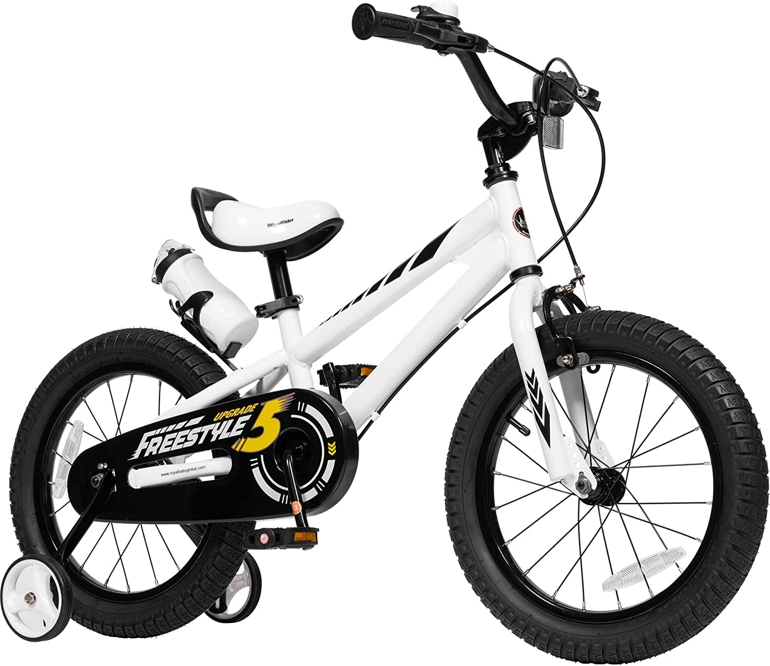 Royalbaby Boys Girls Kids Bike 14 In BMX Freestyle White 2 Hand Brakes ...