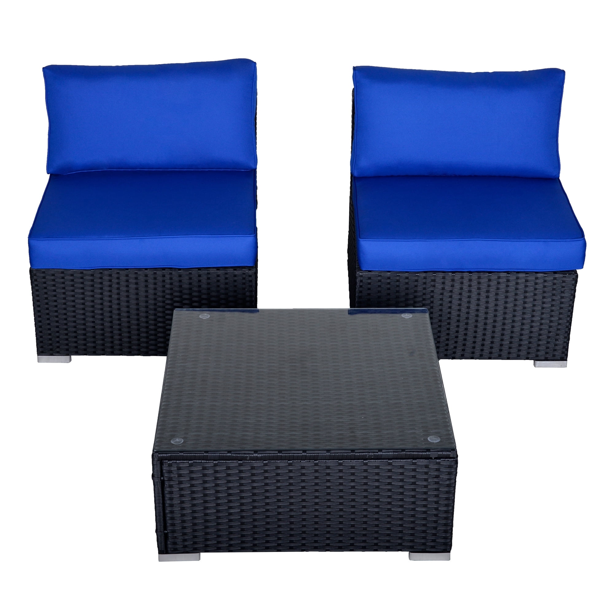 Royalcraft 3 Pieces PE Black Wicker Outdoor Armless chair,Patio Sofa ...