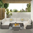 Royalcraft 7 Pieces Patio Furniture Sets, All-Weather PE Grey Wicker ...