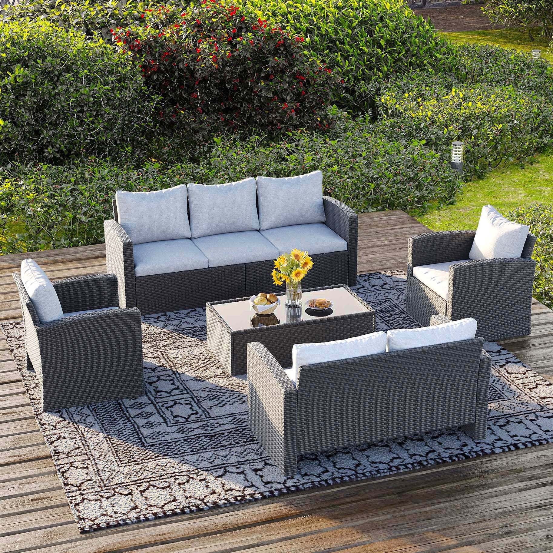 Royalcraft 8-Piece Outside Patio Set, All-Weather PE Wicker, Outdoor ...