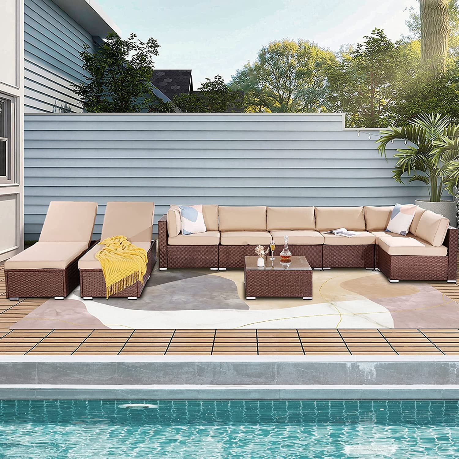 Royalcraft 9 Pieces Outdoor Patio Furniture All-Weather Patio ...