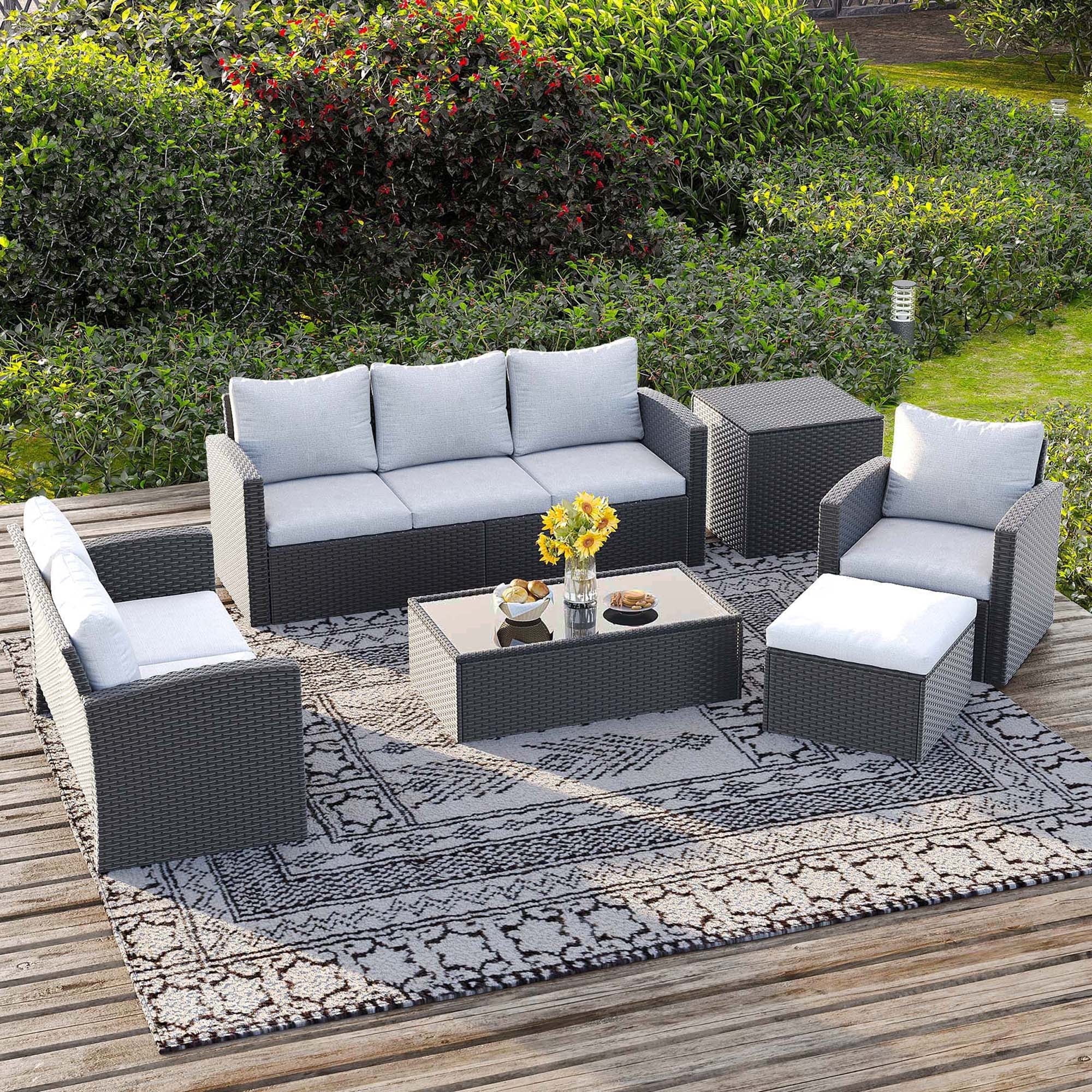 Royalcraft 9pc PE Wicker Rattan Outdoor Sofa Set, Patio Furniture for ...