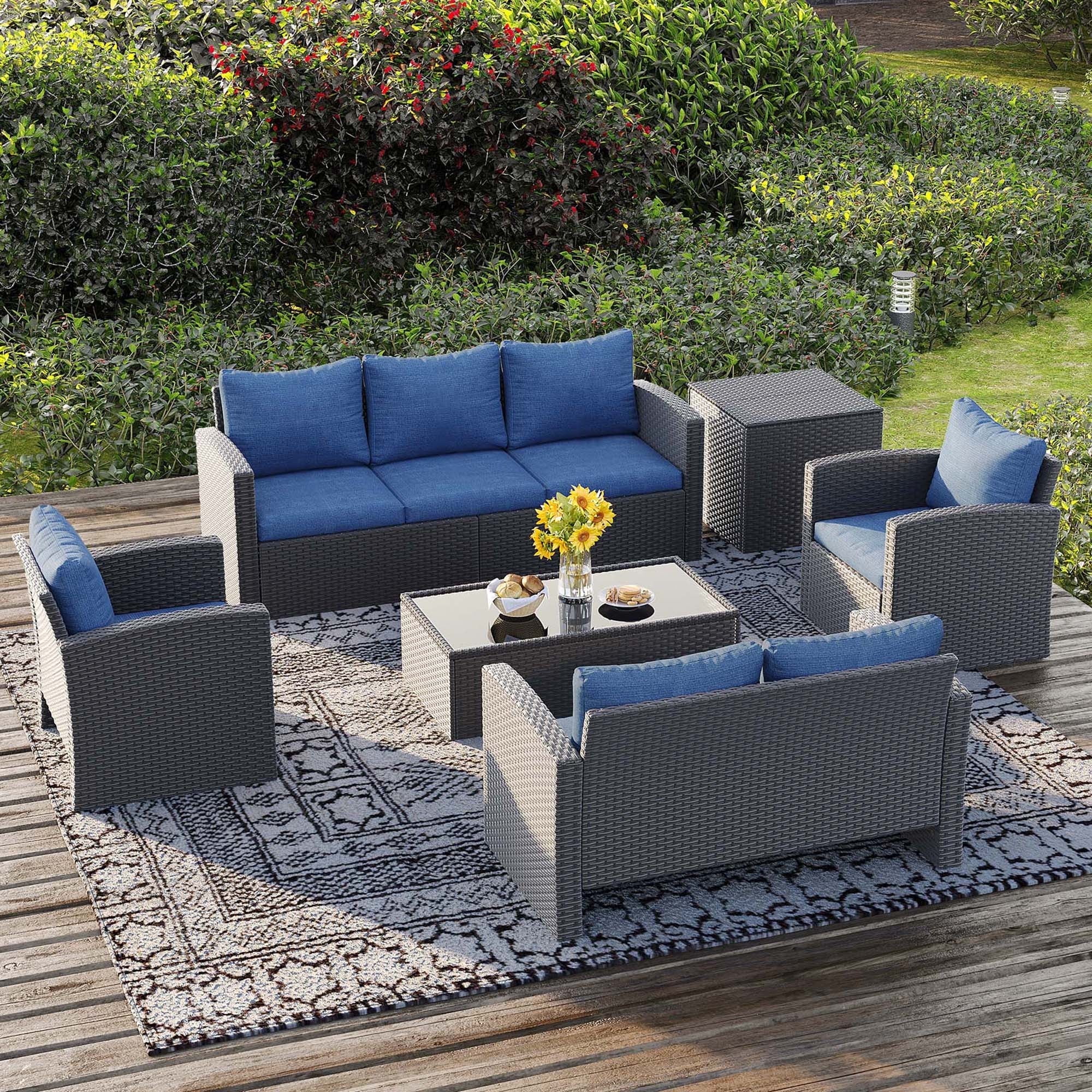 Royalcraft 9 Pieces Patio Furniture Set, All Weather PE Wicker Rattan ...