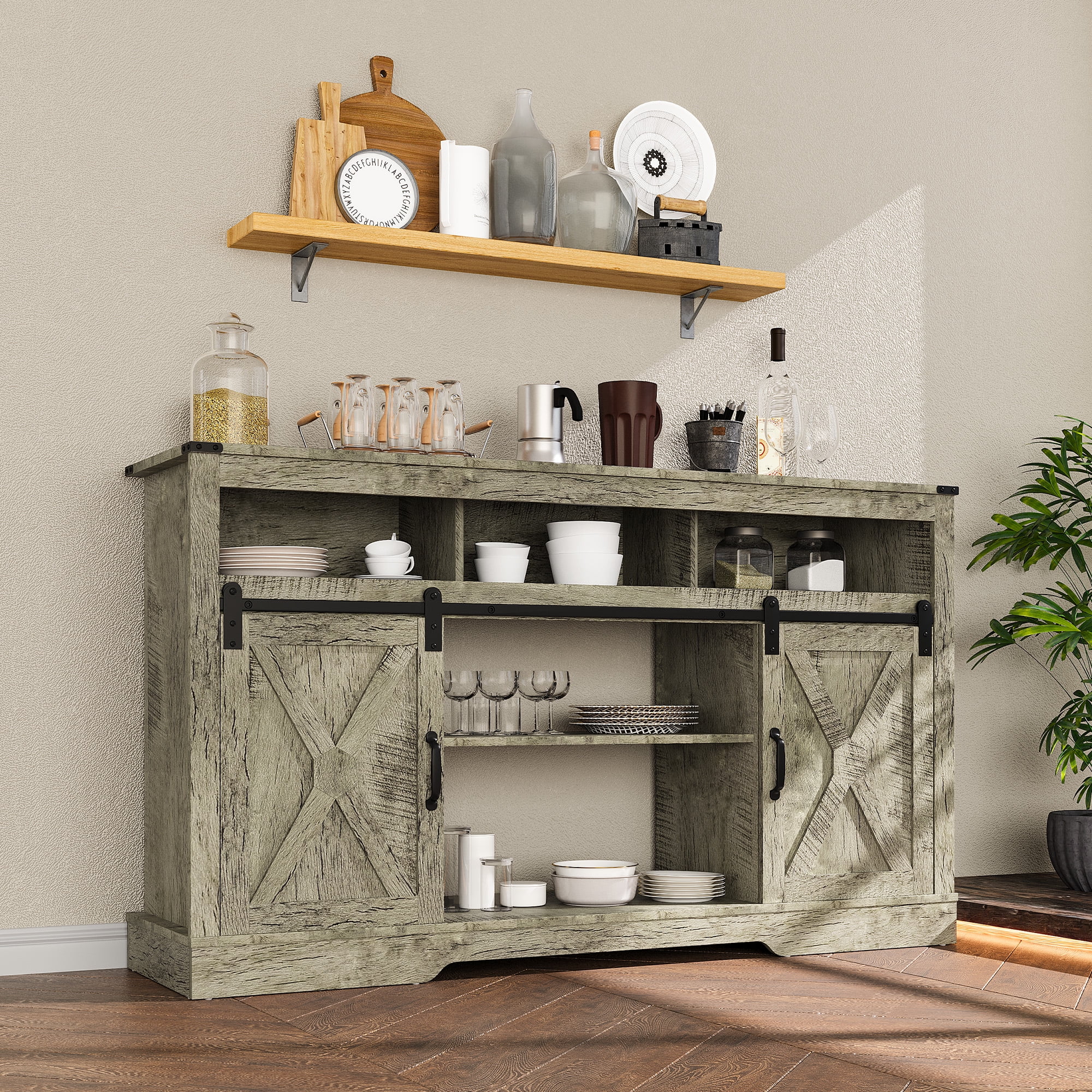 Royalcraft Adjustable Television Stands, Wood Light Grey, 58" x 16" x ...