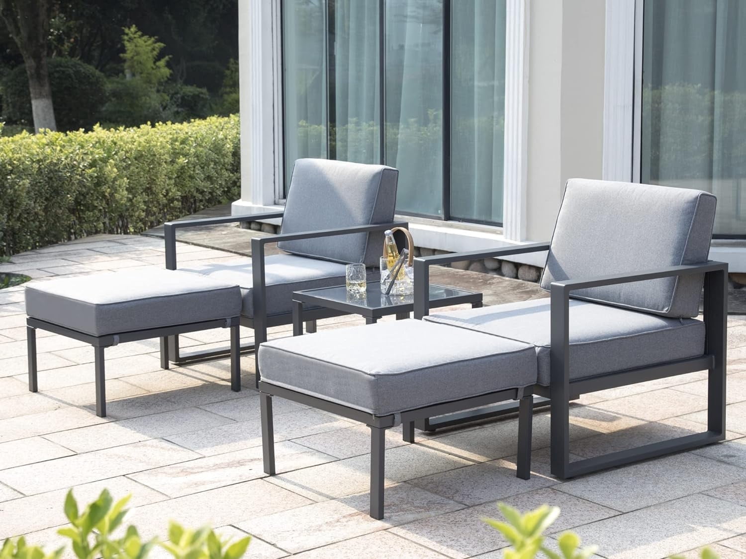 Royalcraft Aluminum Patio Furniture Set, 5 Pieces Outdoor Conversation ...