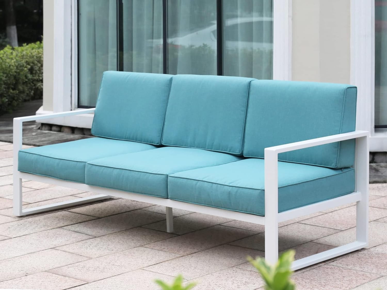 Royalcraft Aluminum Patio Furniture Sofa, All-Weather Modern Metal ...