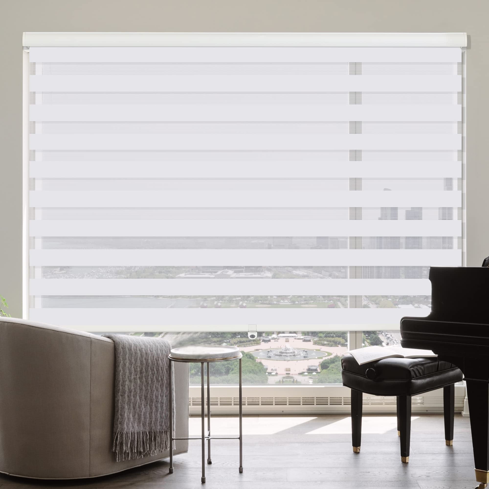"Royalcraft Cordless Zebra Blinds, 73"" W x 72"" H, Dual Layer, Day ...