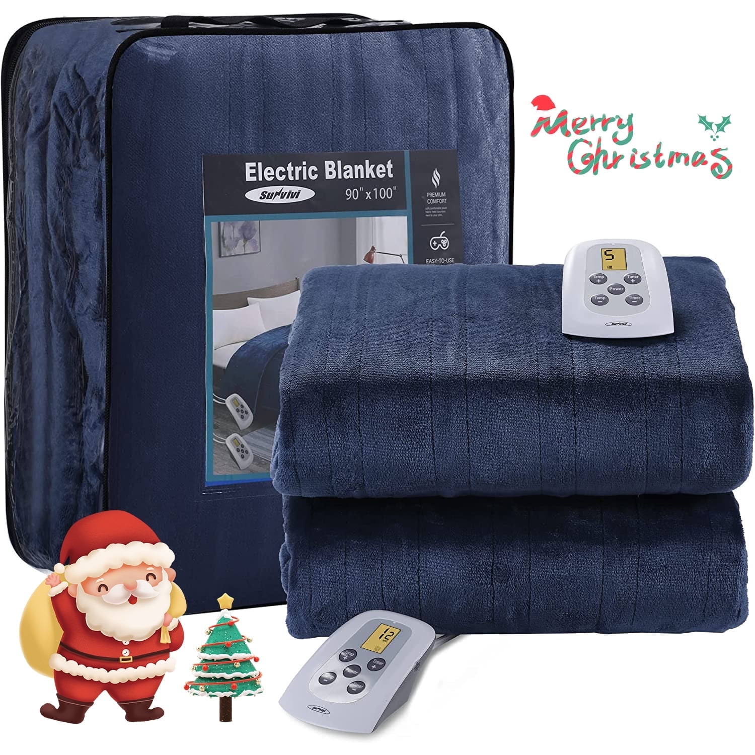 Royalcraft Electric Blanket Queen Size with Dual Controllers,10 Heating ...