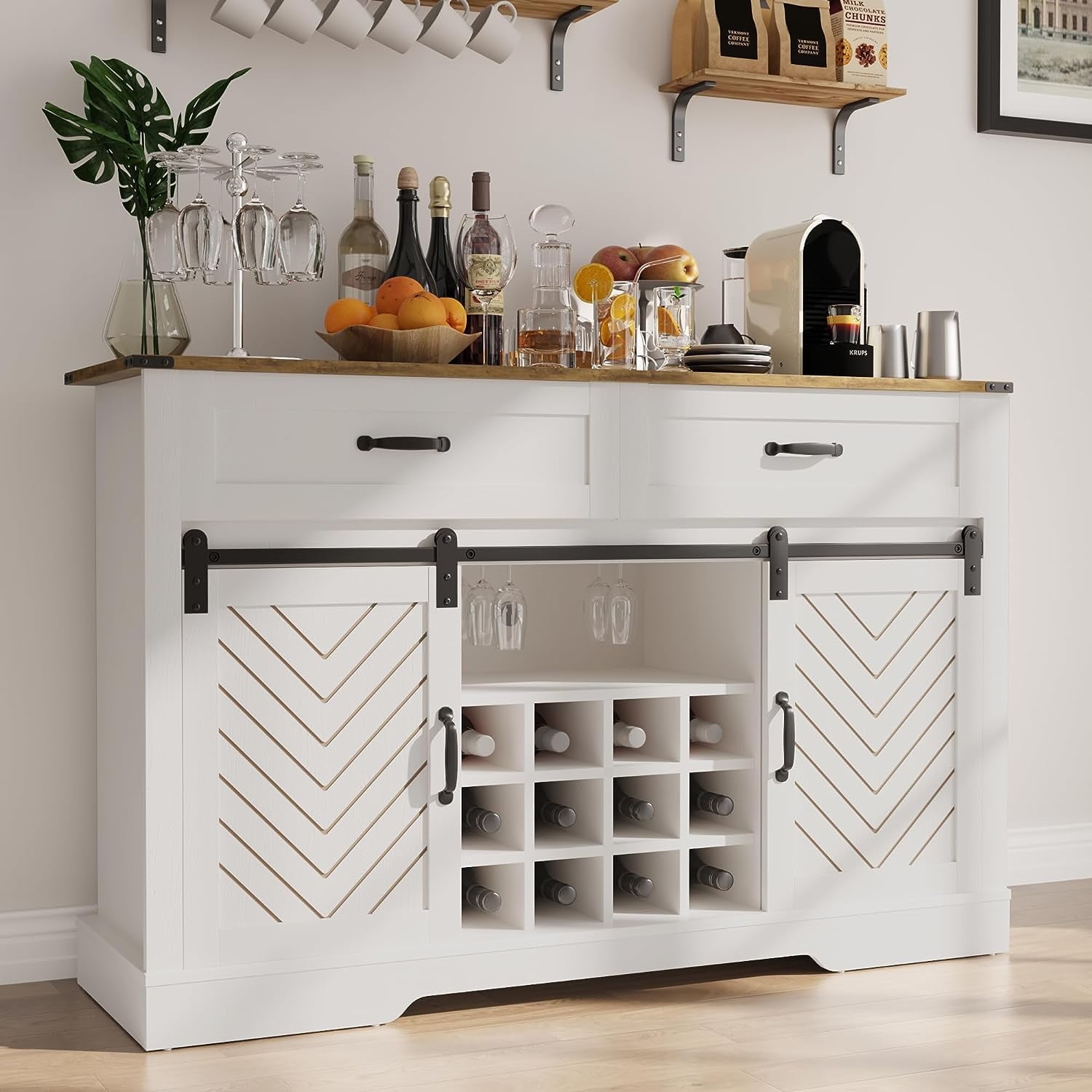 Royalcraft Farmhouse Buffet Cabinet with Storage, 52'' Sideboard 2 ...