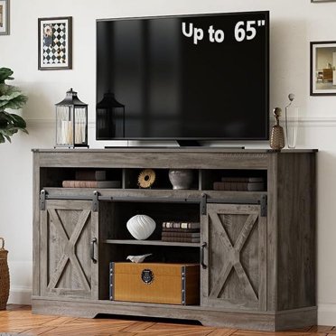 Free Shipping! WAMPAT Farmhouse TV Stand for 65 Inch TV, Wooden Entertainment Center with ...