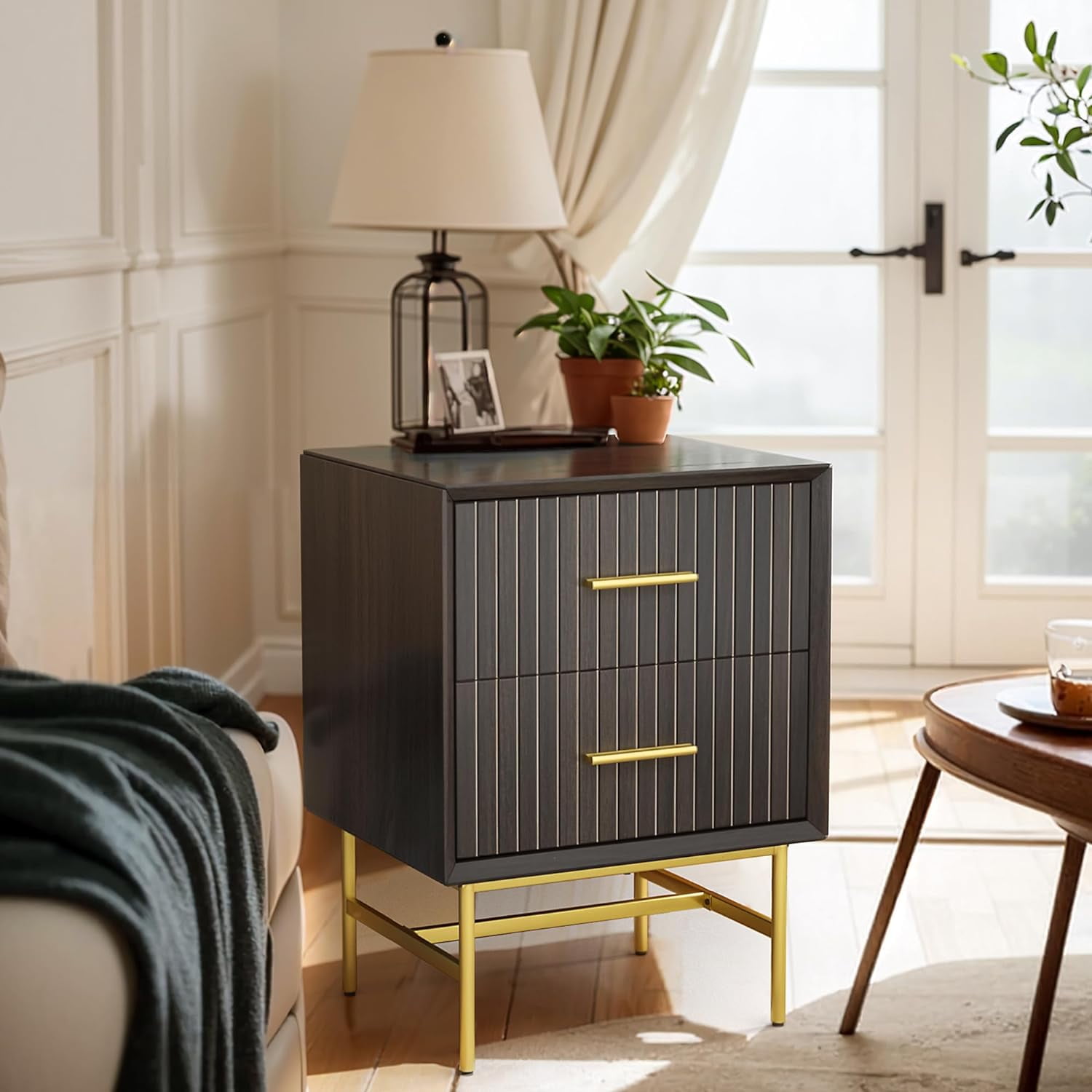 Royalcraft Nightstands set of 2, Wood Side Table with 2 Drawers, 2-Tier ...