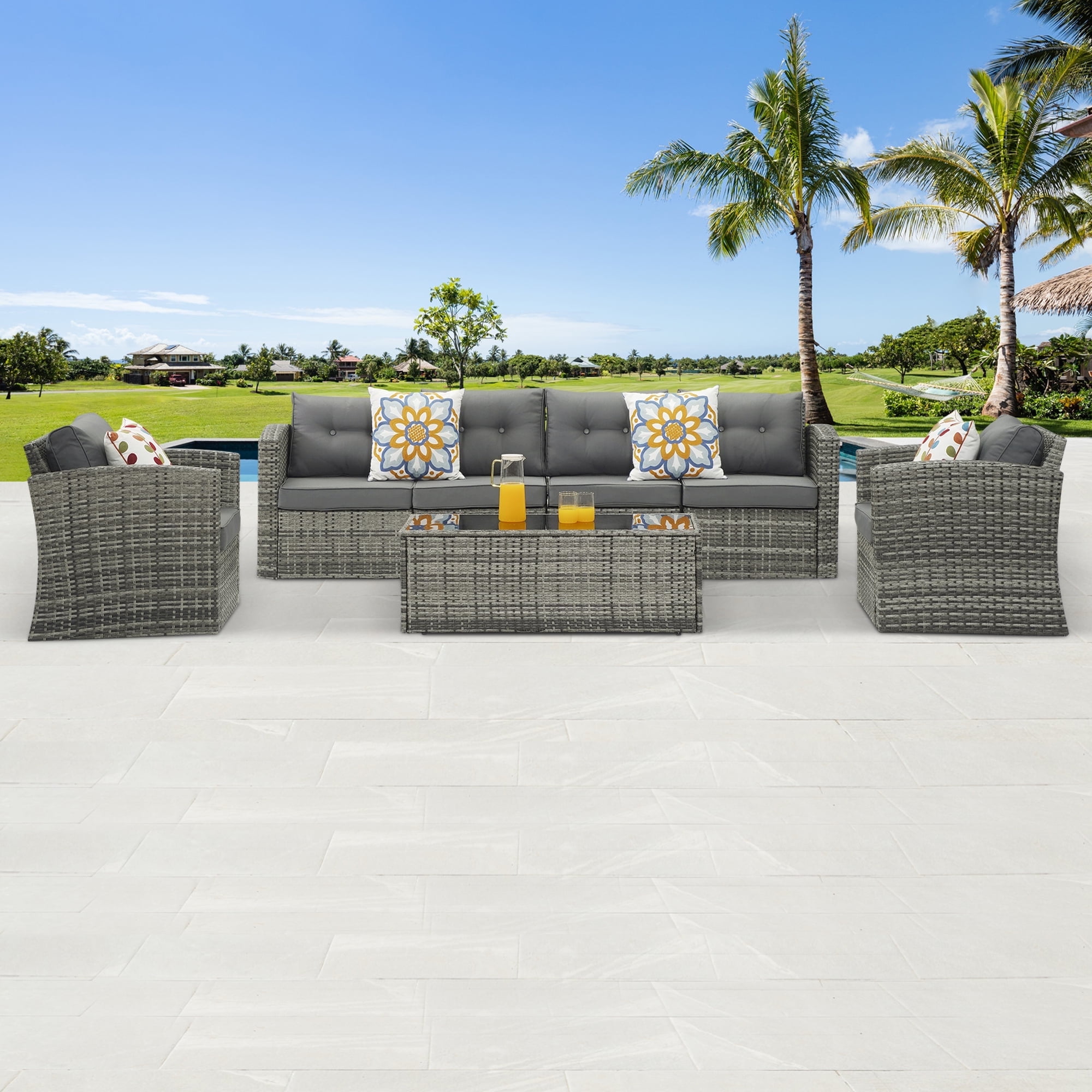 Royalcraft Outdoor Patio Furniture Set,7 Pieces Outdoor Sectional ...