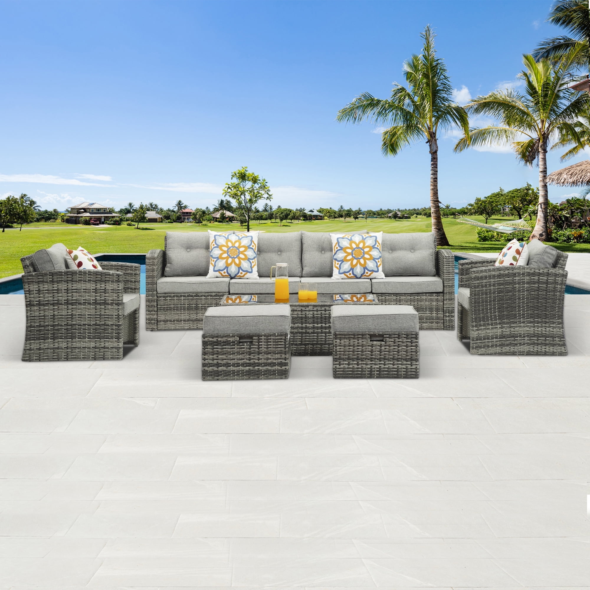 Royalcraft Outdoor Patio Furniture Set,9 Pieces Outdoor Sectional ...