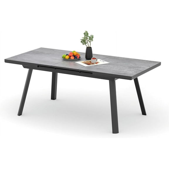 Rectangular Outdoor Dining Table | Perfect for Al Fresco Entertaining | Hand - Applied Silver ...