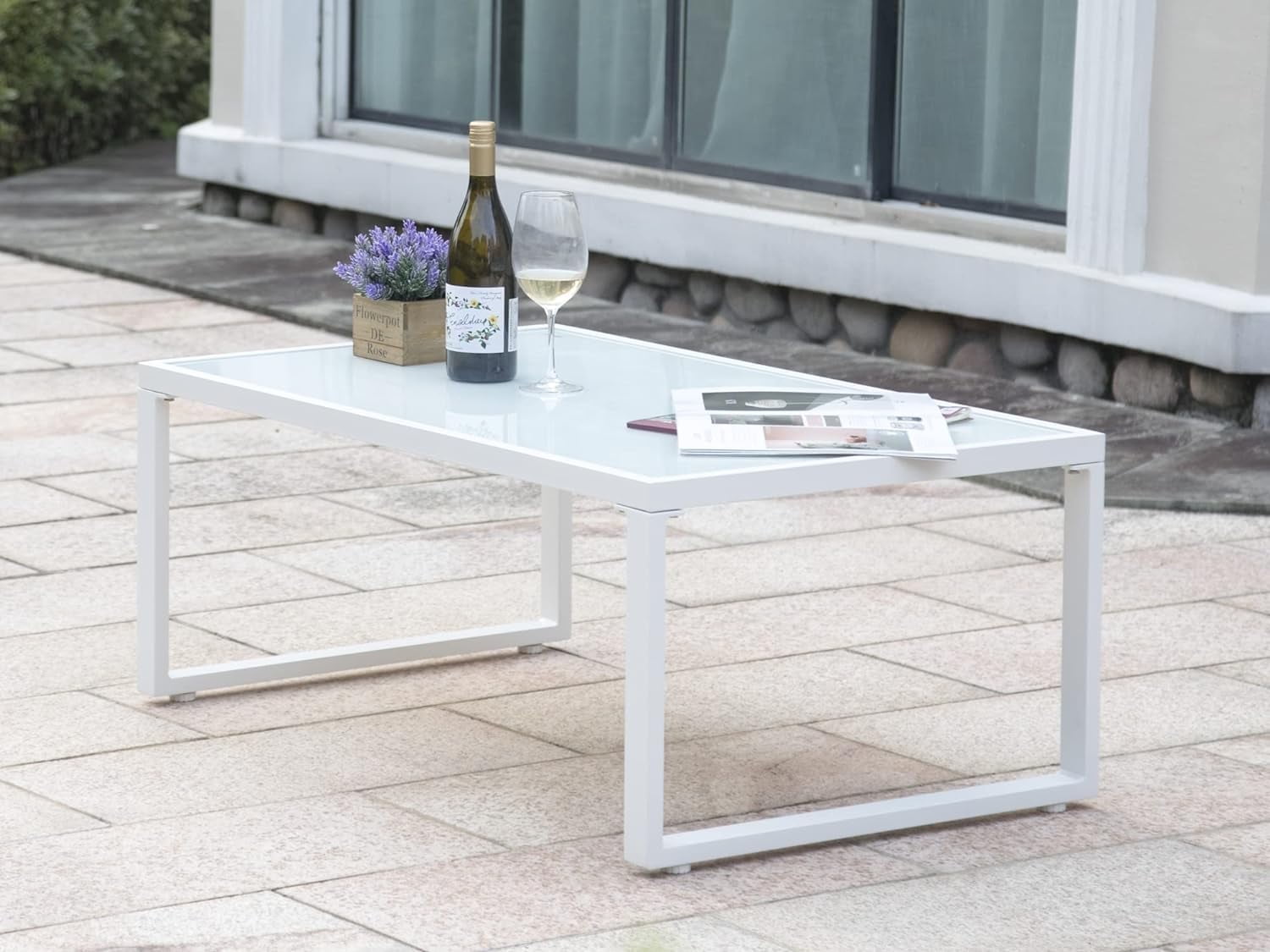 Aluminum Outdoor Coffee Table RoyalCraft - Grey Rectangular Table With ...