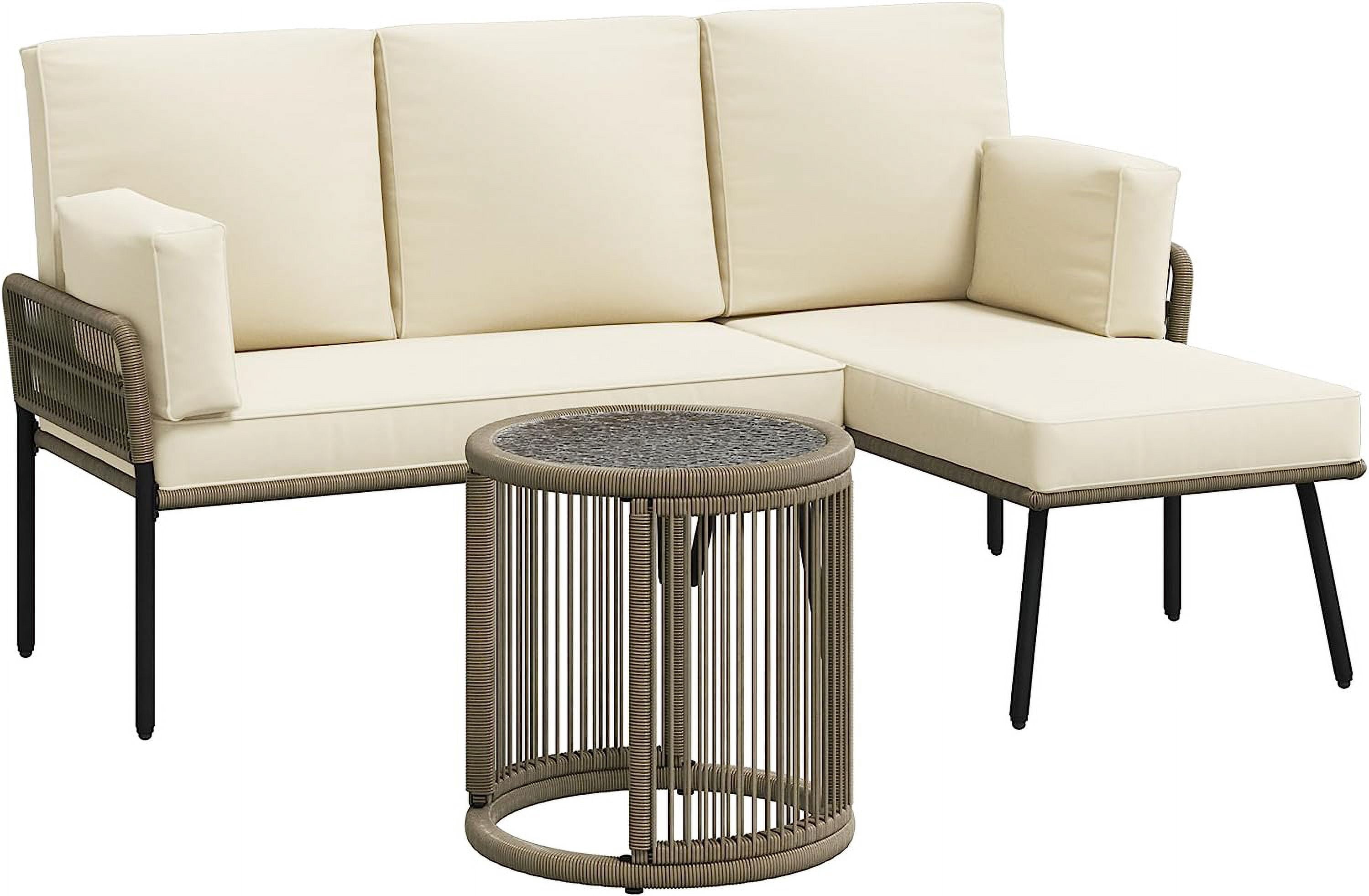 Royalcraft Patio Furniture Set, 4 Pcs Outdoor Wicker Sectional ...