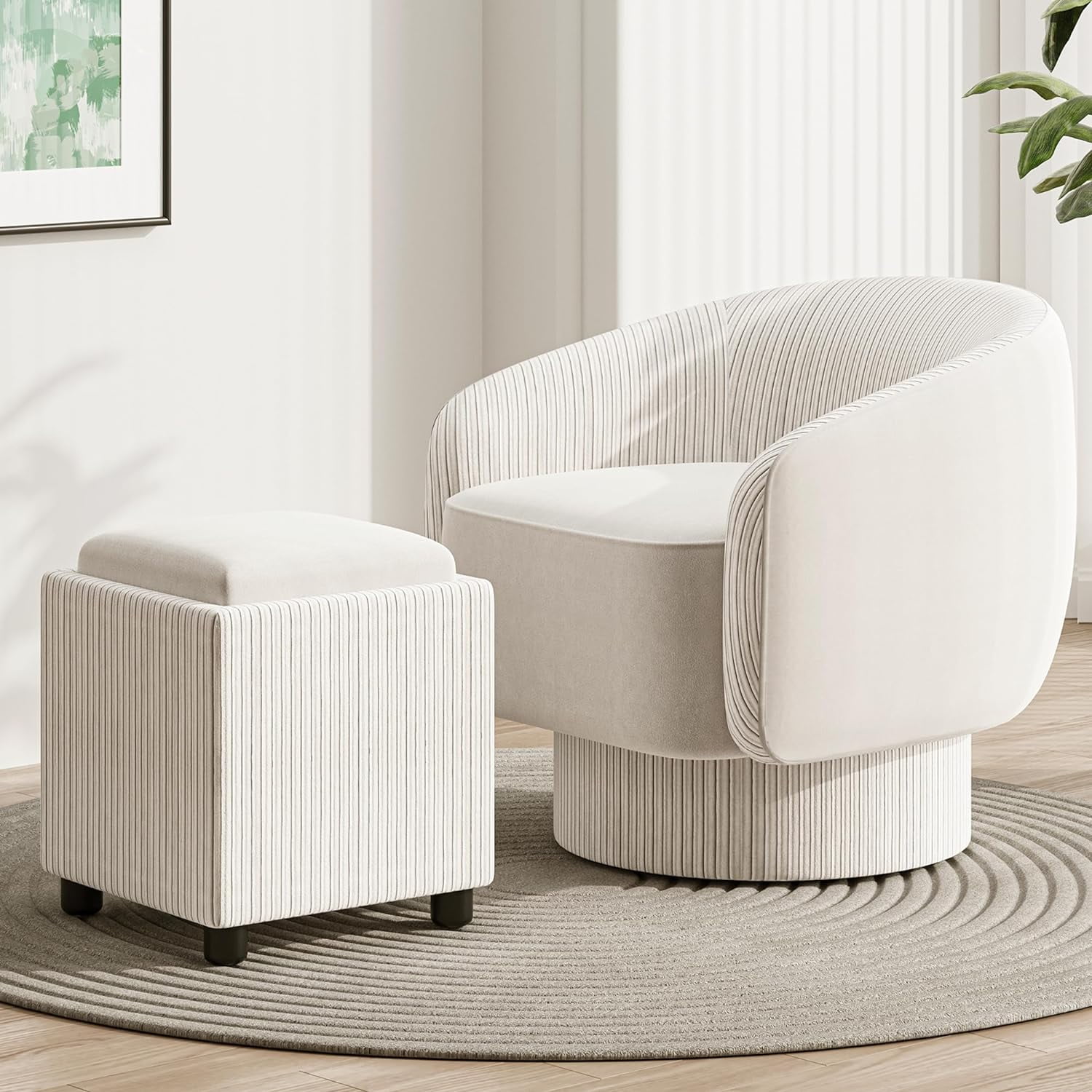 Royalcraft Swivel Accent Chair with Storage Ottoman, 360 Degree Swivel ...