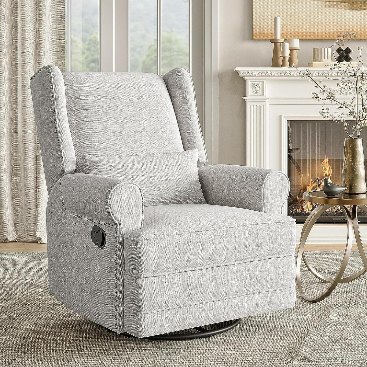 Royalcraft Swivel Nursery Glider Recliner, Comfy Upholstered Glider ...