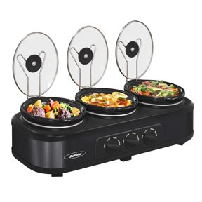 TRU Triple Crock Buffet Slow Cooker with Three Server Warmer Inserts ...