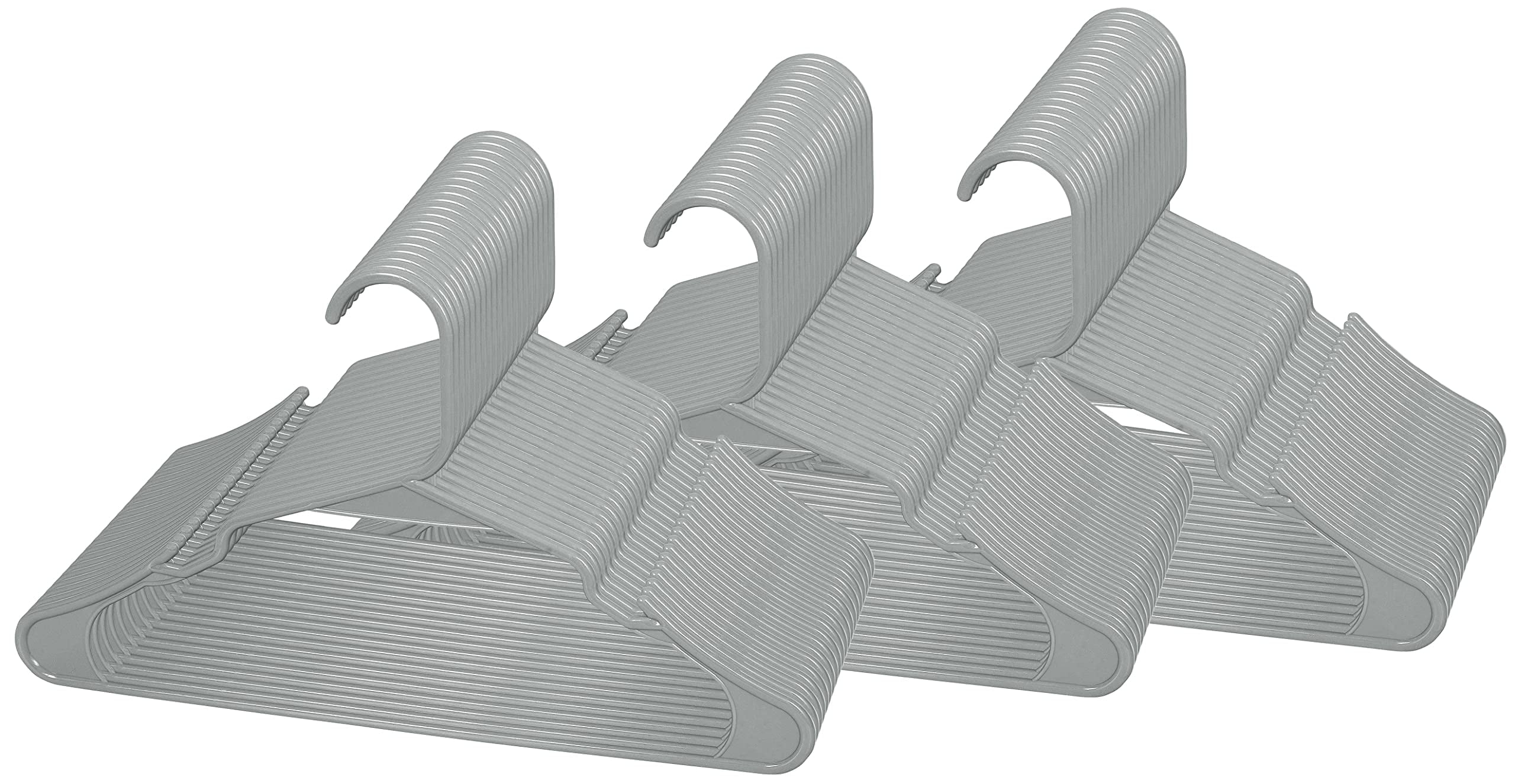 ROYALE 60 Pack Grey Plastic Hangers for Clothes - Heavy Duty Plastic ...