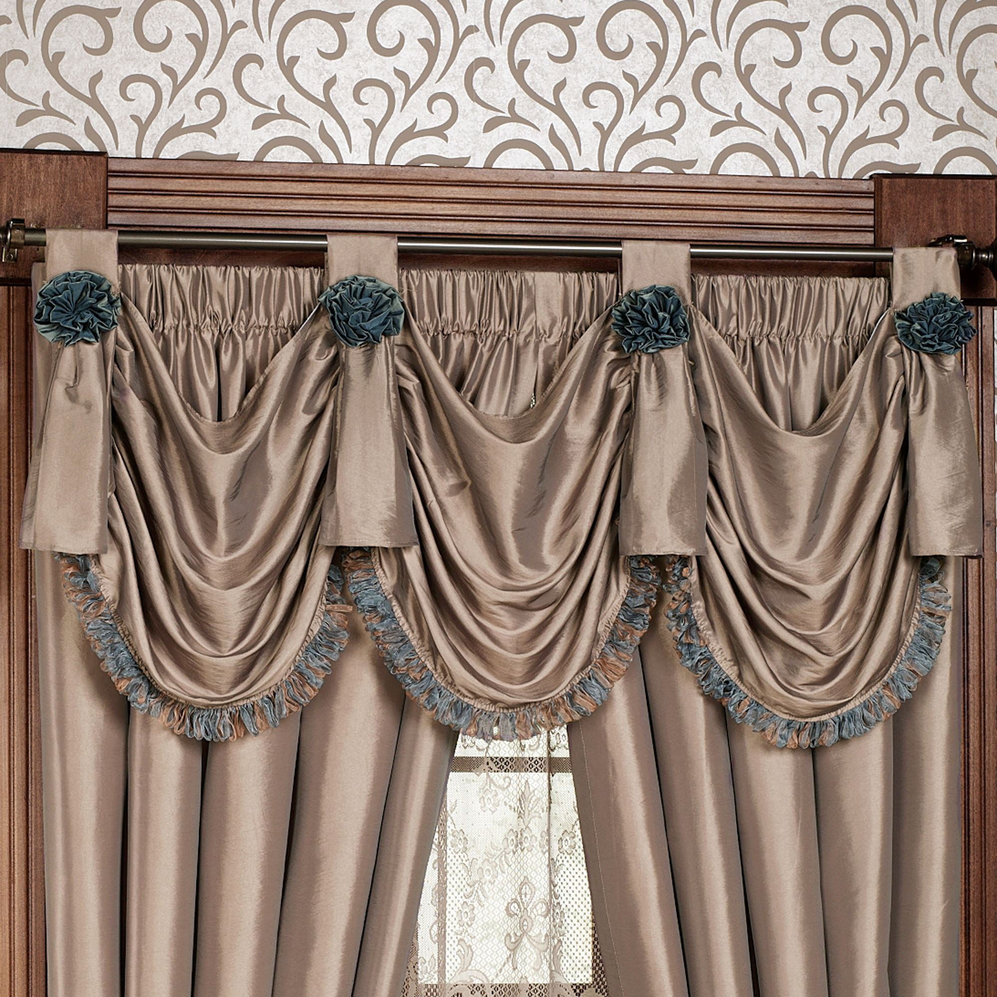 Royale Dusky Taupe Bedding Window Treatment Valance Regent 3 Swag 54 x ...