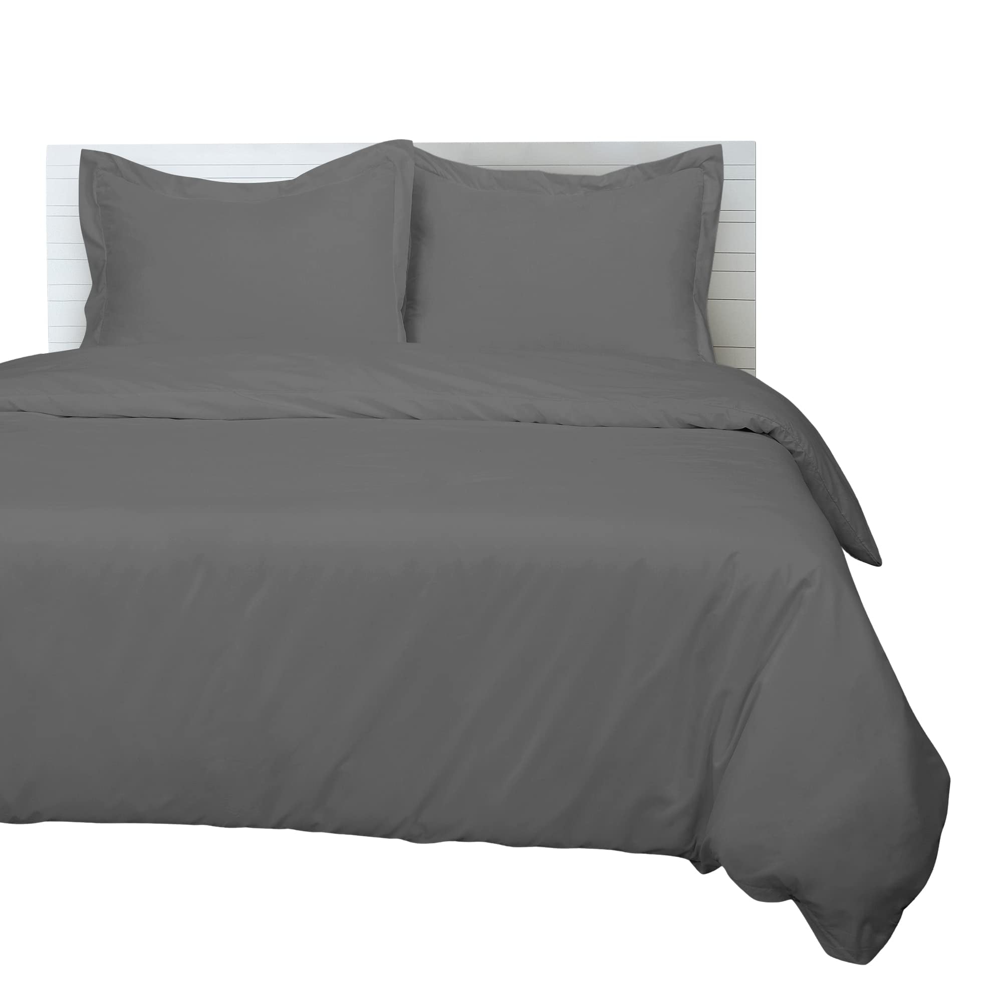 ROYALE Grey Duvet Cover Twin Size - Washed Duvet Cover Set, 2 Piece Double Brushed Duvet Covers ...