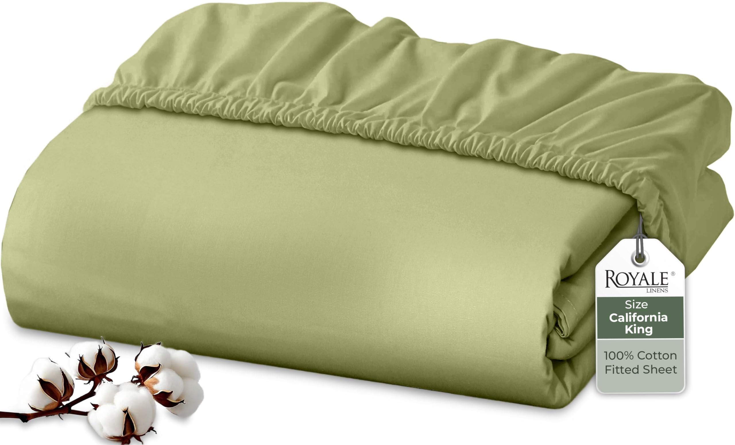 Royale Linen 100% Organic Cotton Fitted Sheet - Percale Weave - Super ...