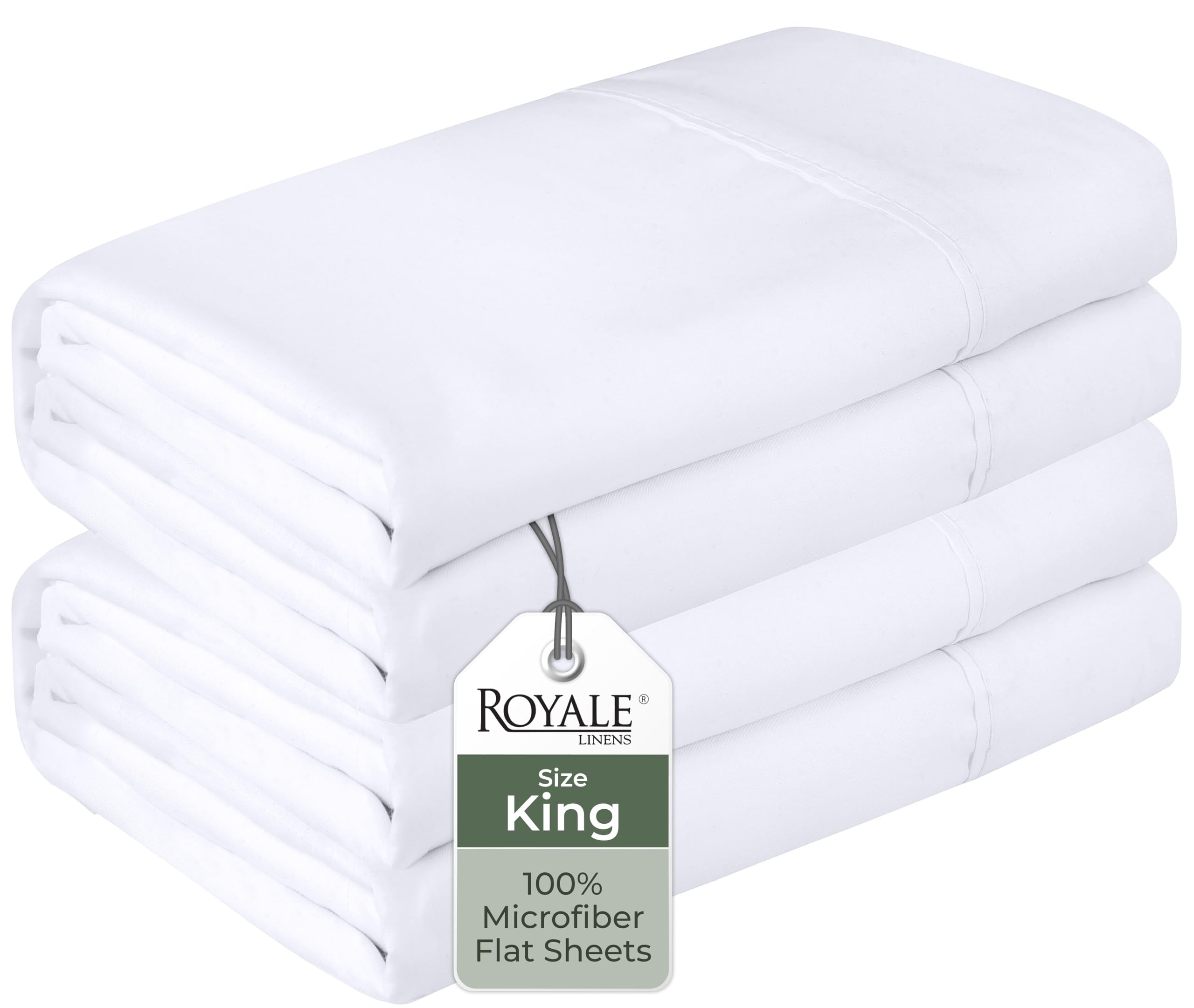 Royale Linens 2 Pack Bulk Flat Sheet Set - Top Sheets - Soft 1800 Microfiber - Wrinkle & Stain ...