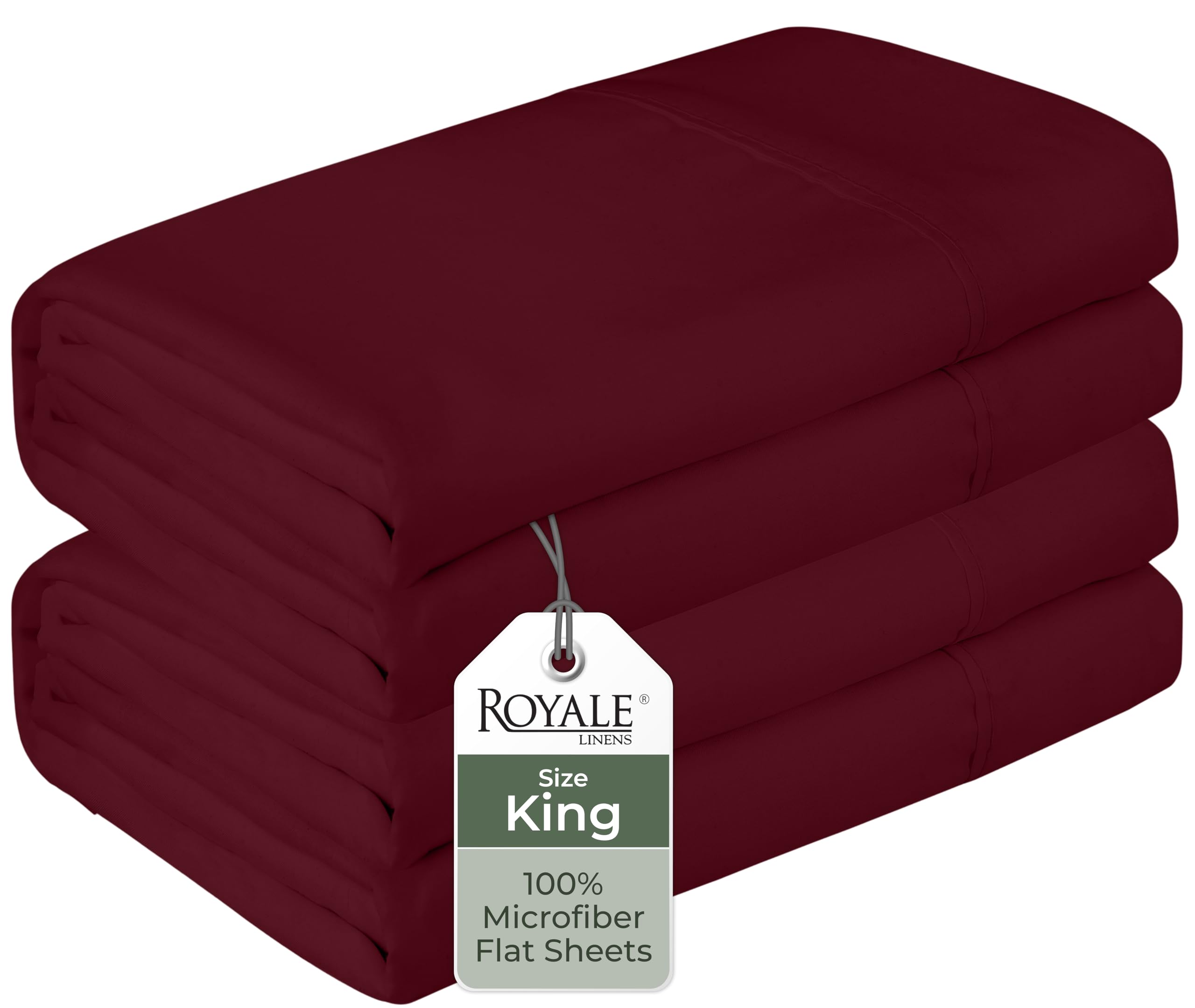 Royale Linens 2 Pack Bulk Flat Sheet Set - Top Sheets - Soft 1800 ...