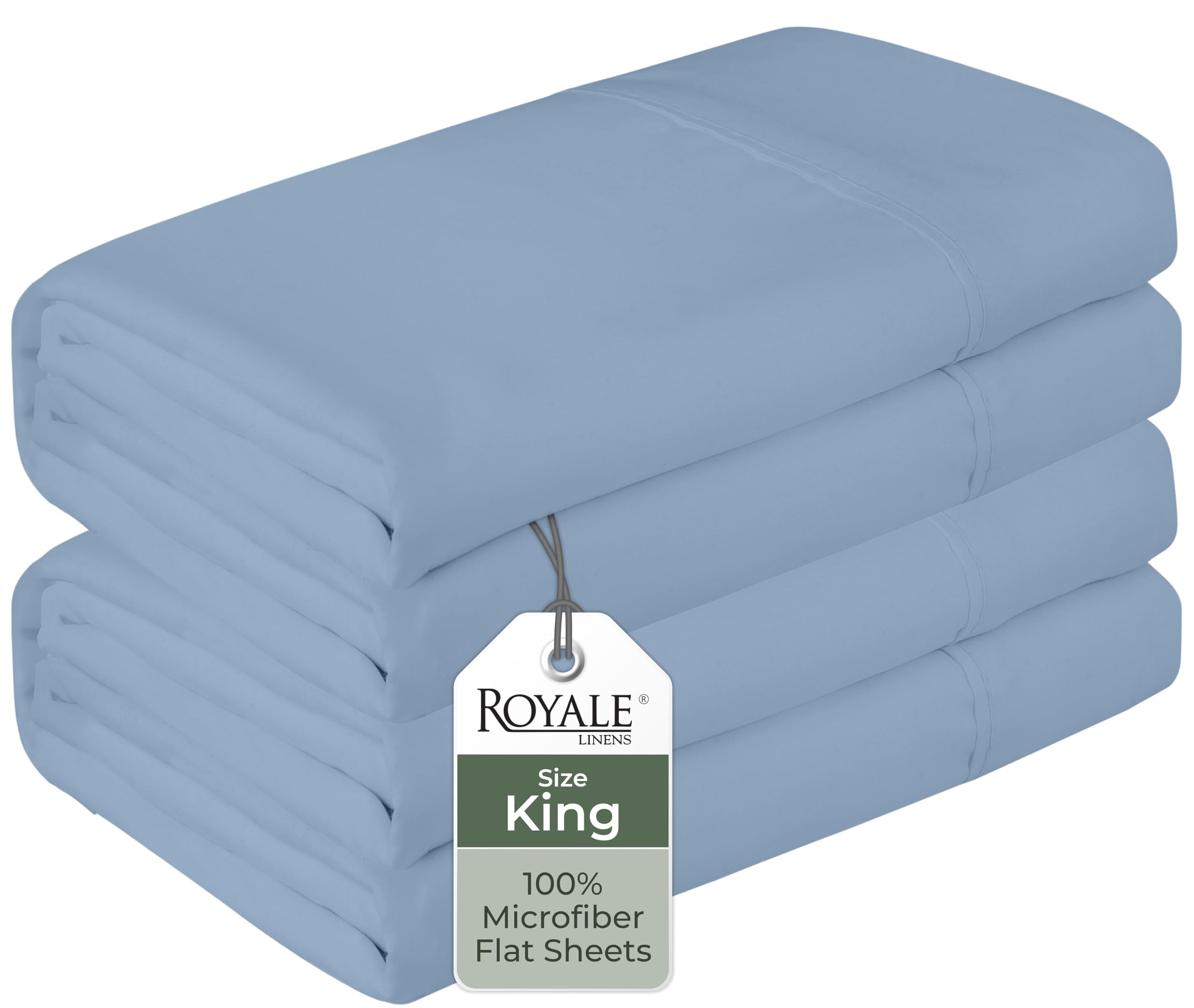 Royale Linens 2 Pack Bulk Flat Sheet Set - Top Sheets - Soft 1800 Microfiber - Wrinkle & Stain ...