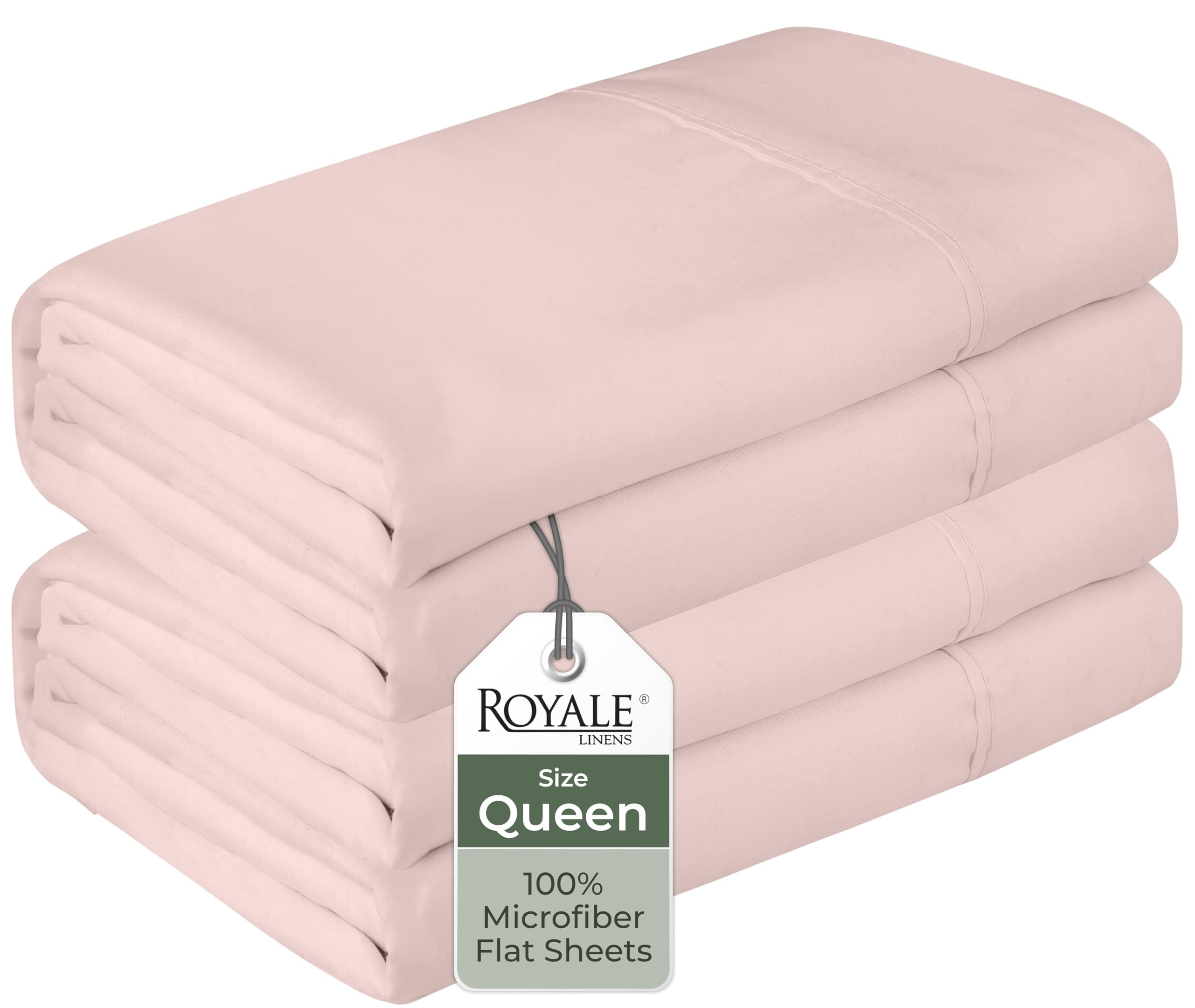Royale Linens 2 Pack Bulk Flat Sheet Set - Top Sheets - Soft 1800 Microfiber - Wrinkle & Stain ...