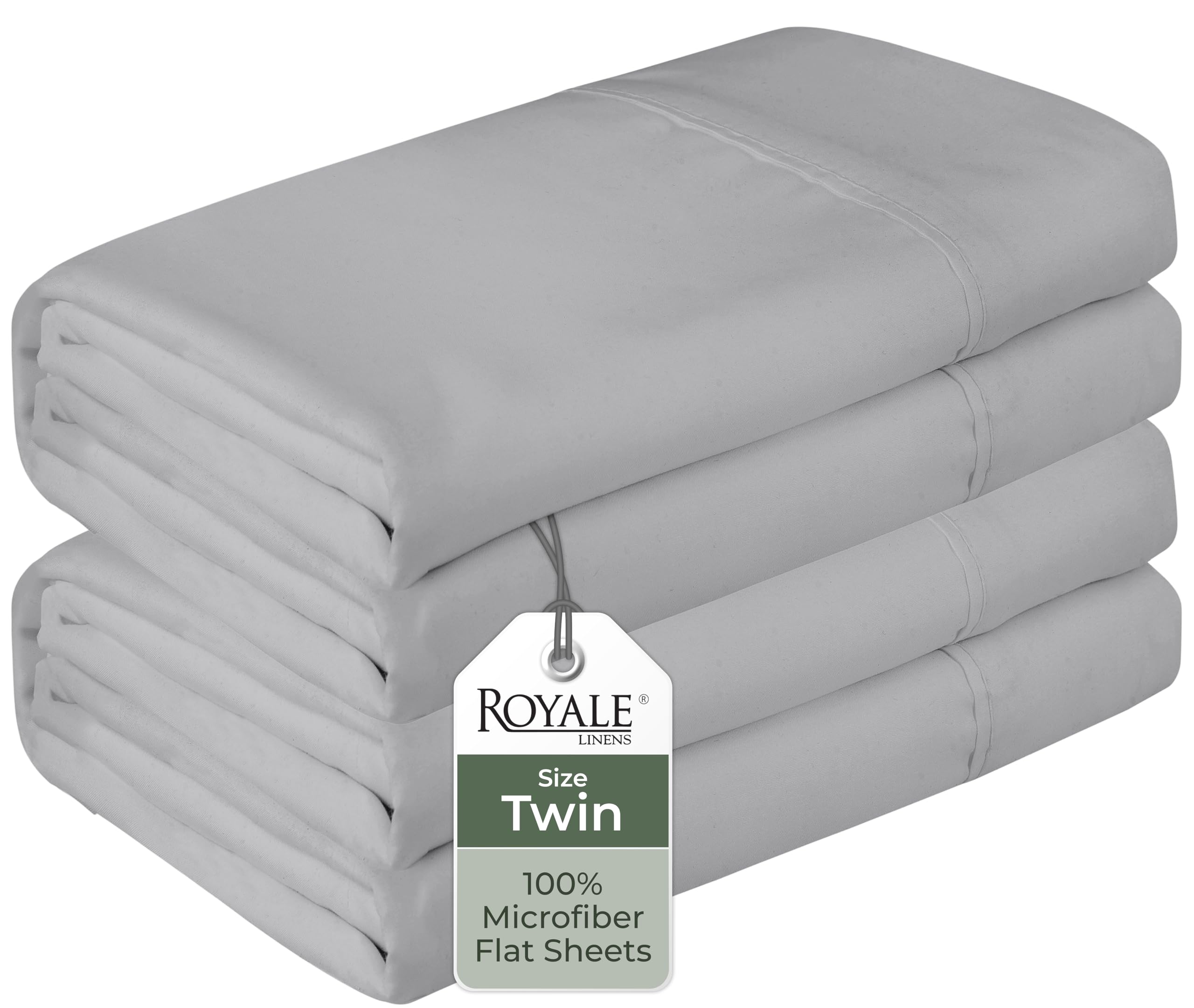 Royale Linens 2 Pack Bulk Flat Sheet Set - Top Sheets - Soft 1800 ...