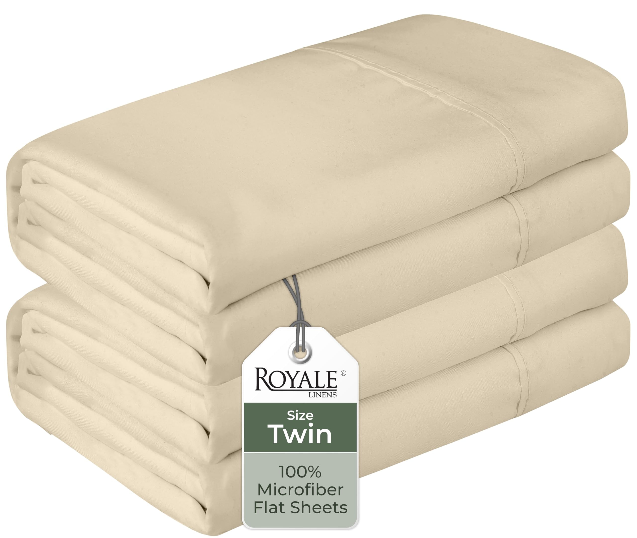 Royale Linens 2 Pack Bulk Flat Sheet Set - Top Sheets - Soft 1800 ...