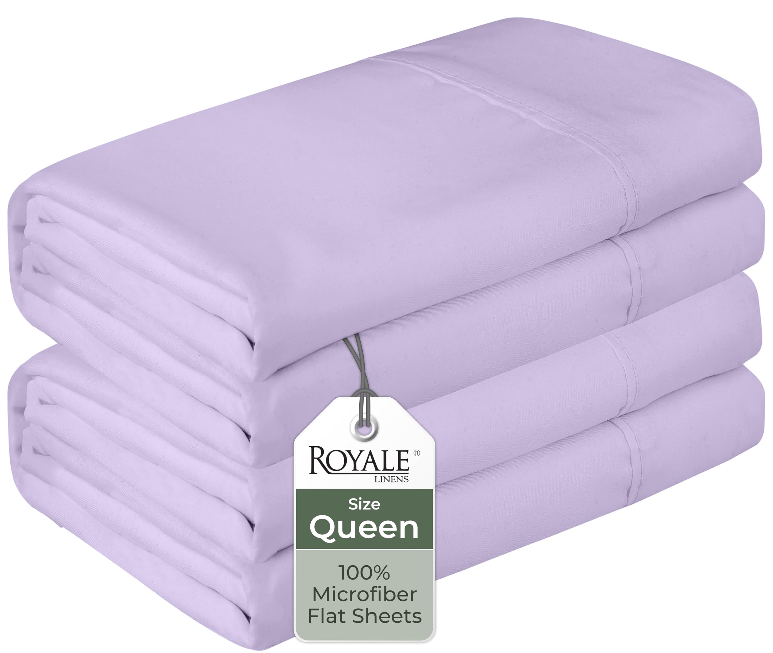 Royale Linen 2 Pack Bulk Flat Sheet Set - Top Sheets - Soft 1800 ...